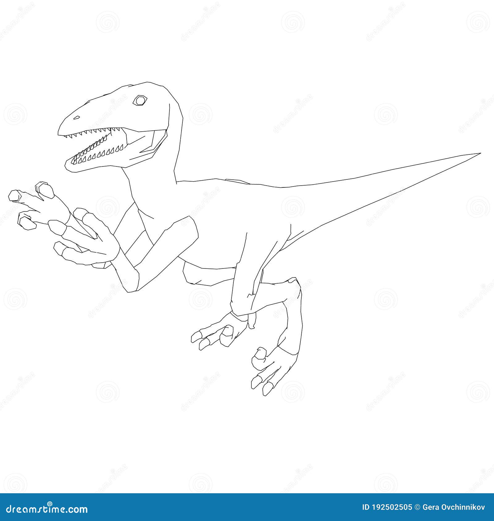 Dinosaur Contour from Black Lines on a White Background. Angry Dinosaur ...