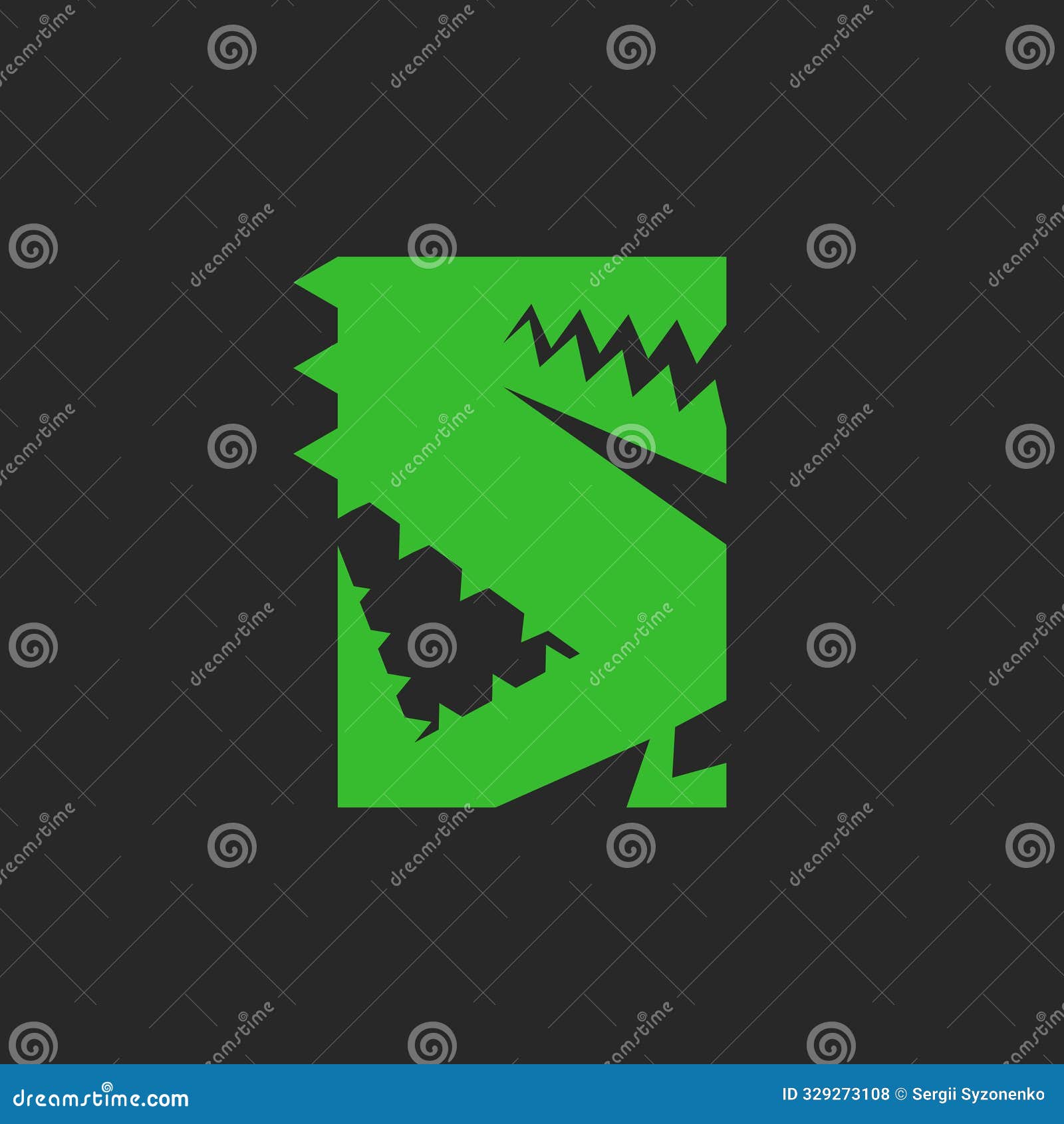 Dinosaur or Crocodile Logo Green Minimalist Cartoon Style, Simple ...
