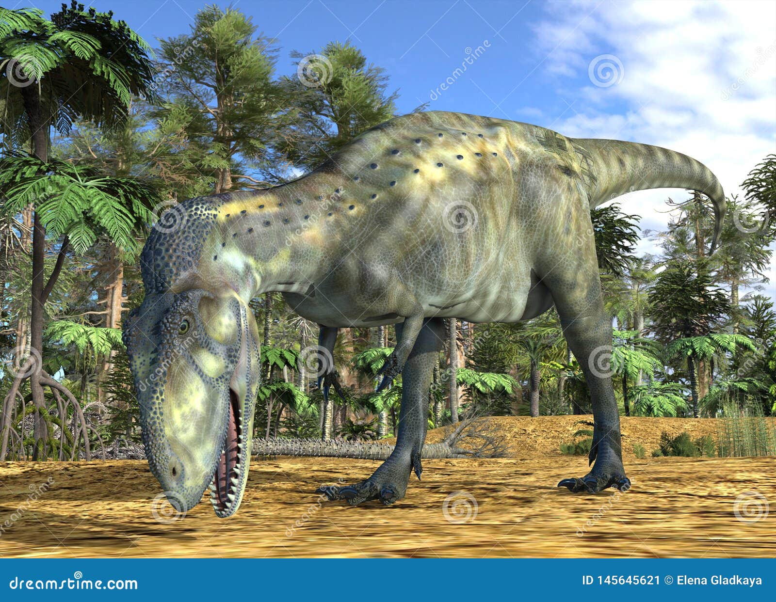 Abelisaurus Dinosaur Tail With Font Royalty-Free Stock Photo ...