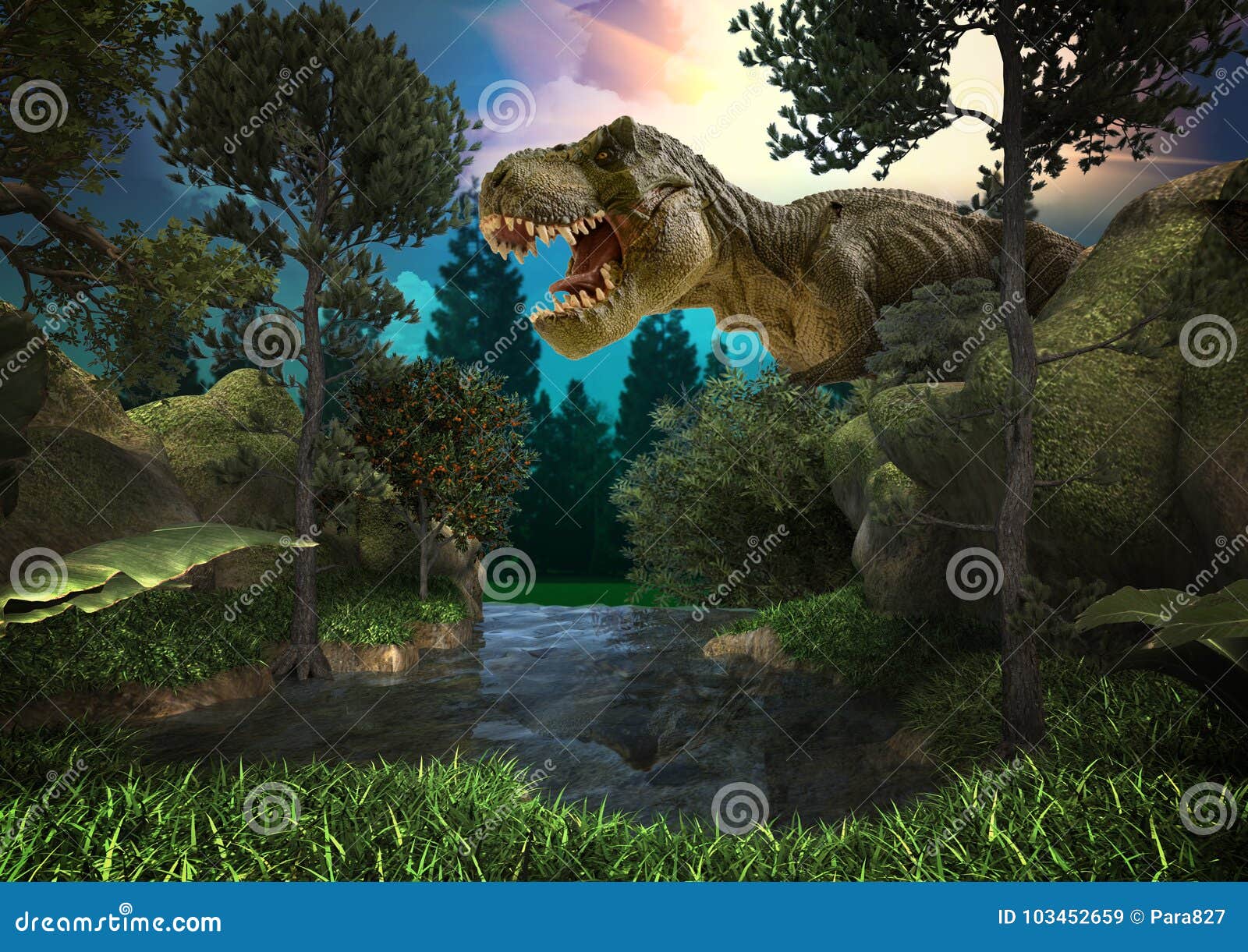 Dinosaur 3D render stock image. Image of animal, green - 103452659