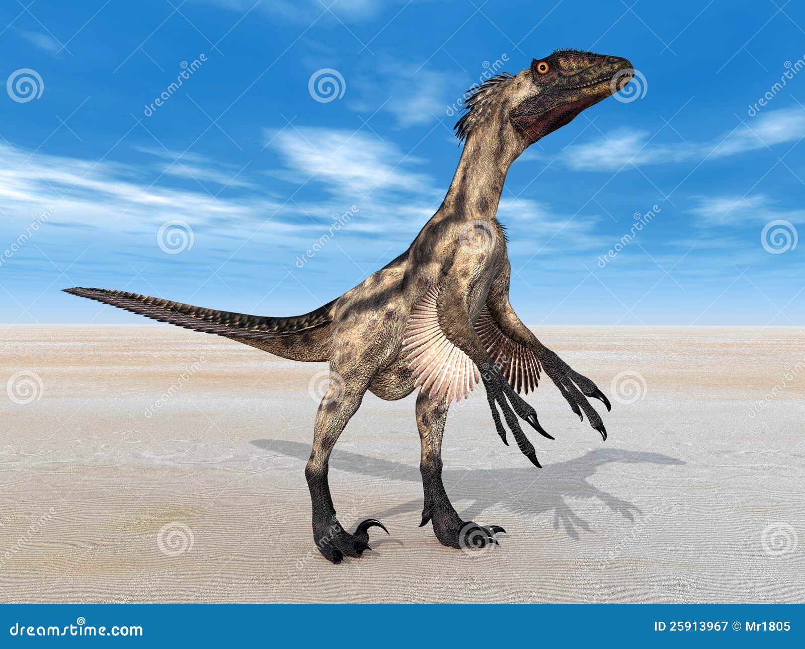 Dinosaur Deinonychus Cartoon Vector Illustration Monochrome ...