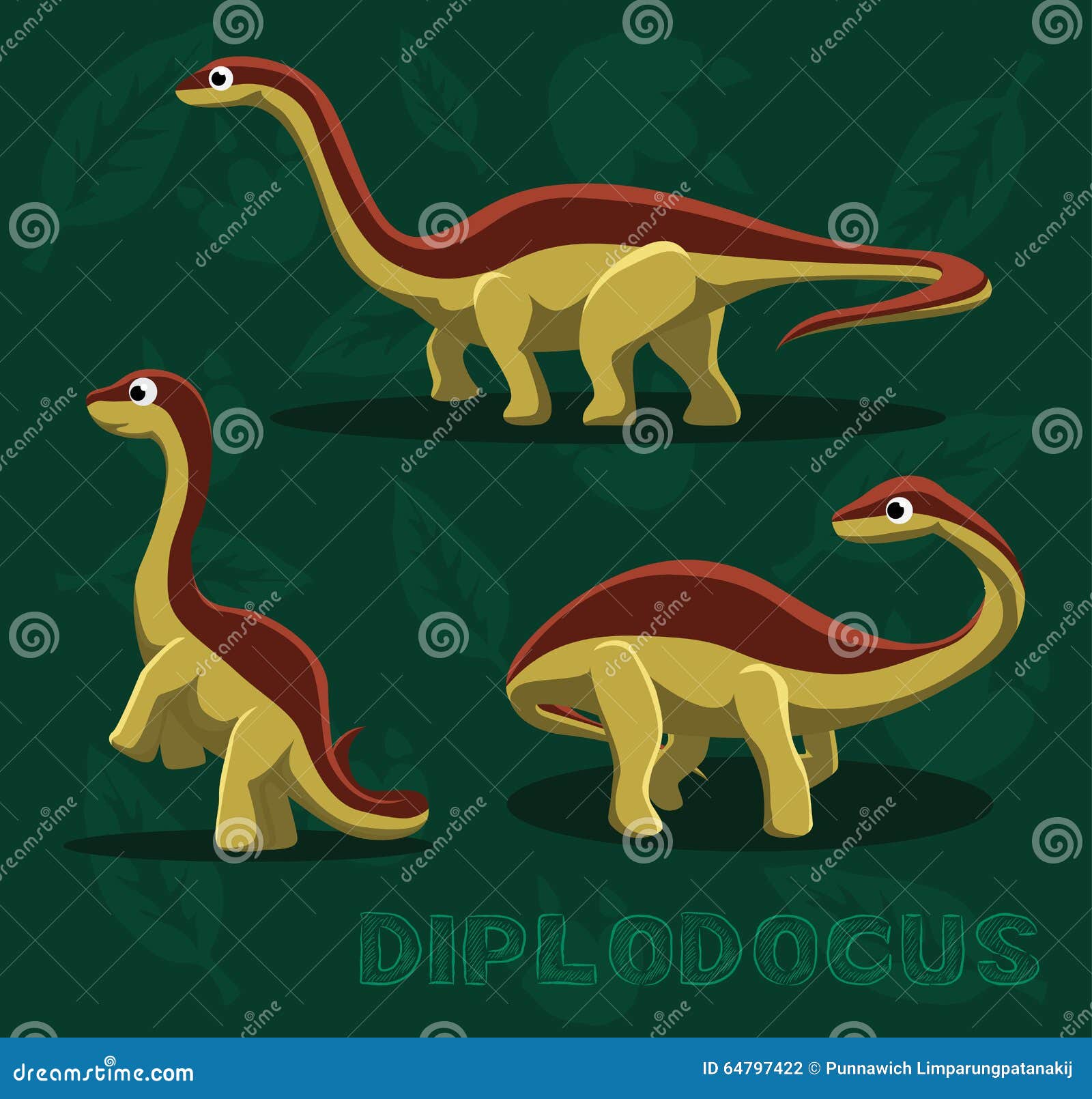 Dinosaur Diplodocus Cartoon Vector Illustration Stock Vector ...