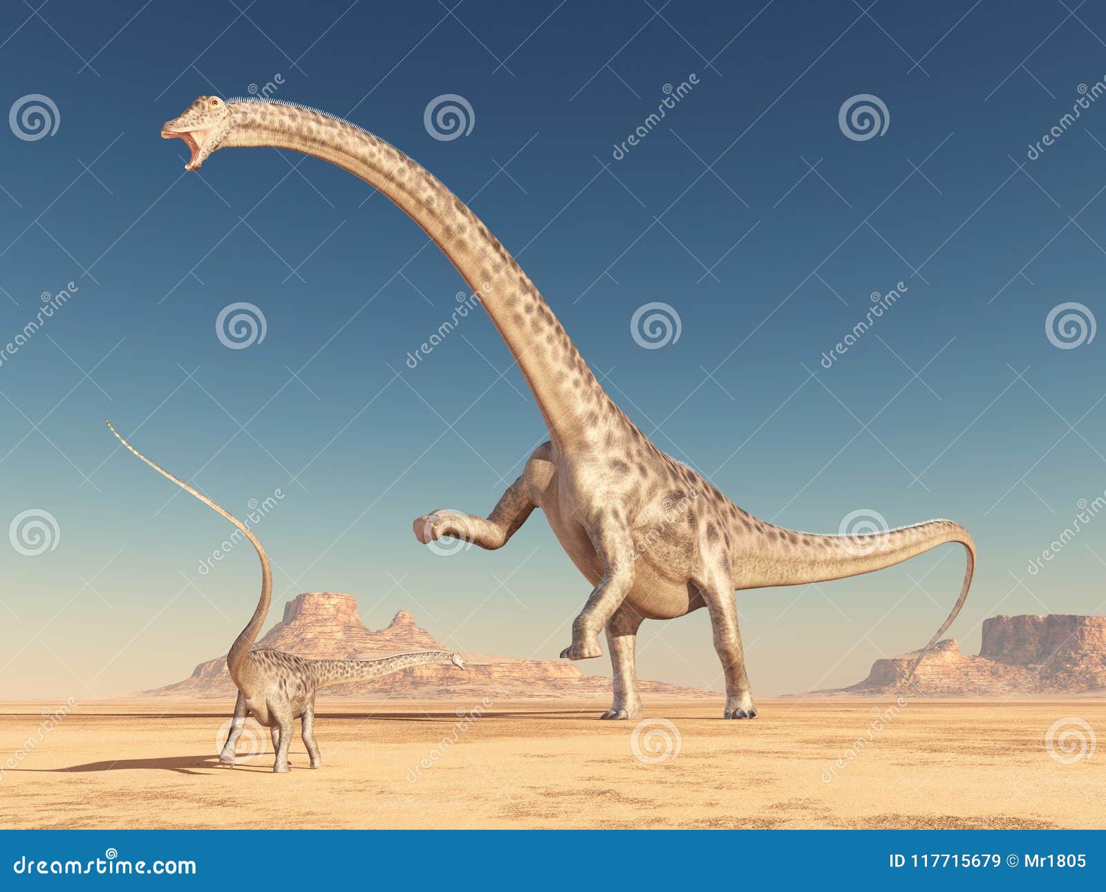 Dinosaur Diplodocus in the Desert Stock Illustration - Illustration of ...