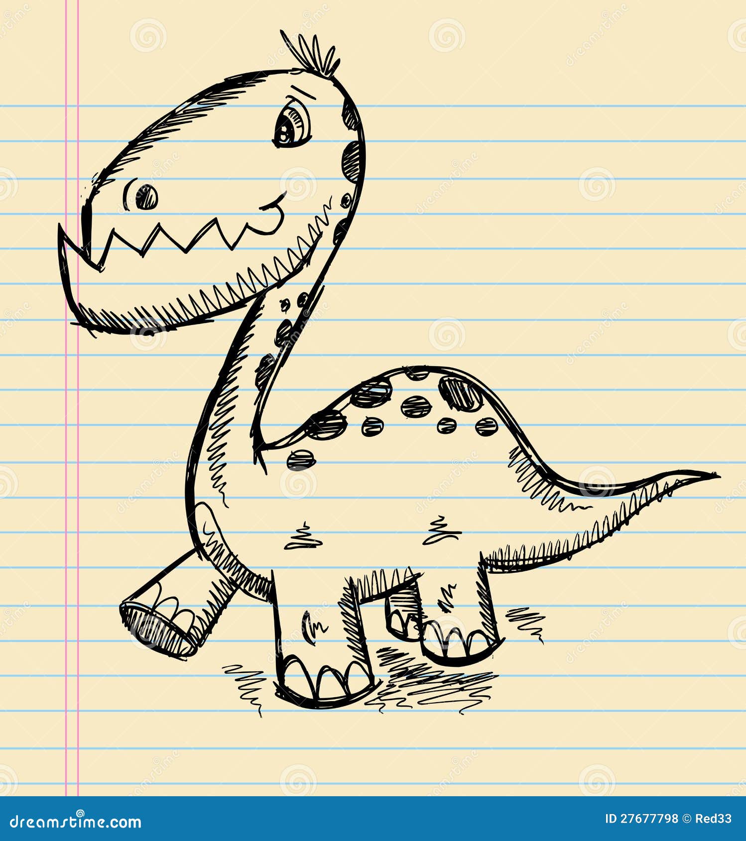 Dinosaur Doodle Handdrawn Cartoon For Element, Illustration, Kids ...