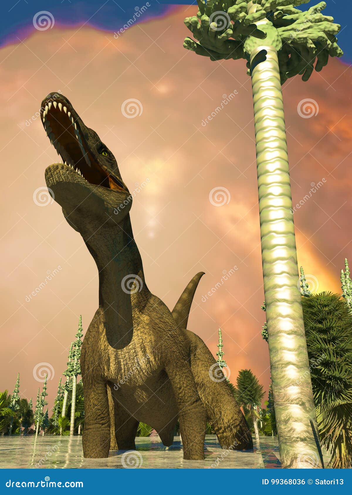 Dinosaur Doomsday 3d Rendering Stock Illustration - Illustration of ...