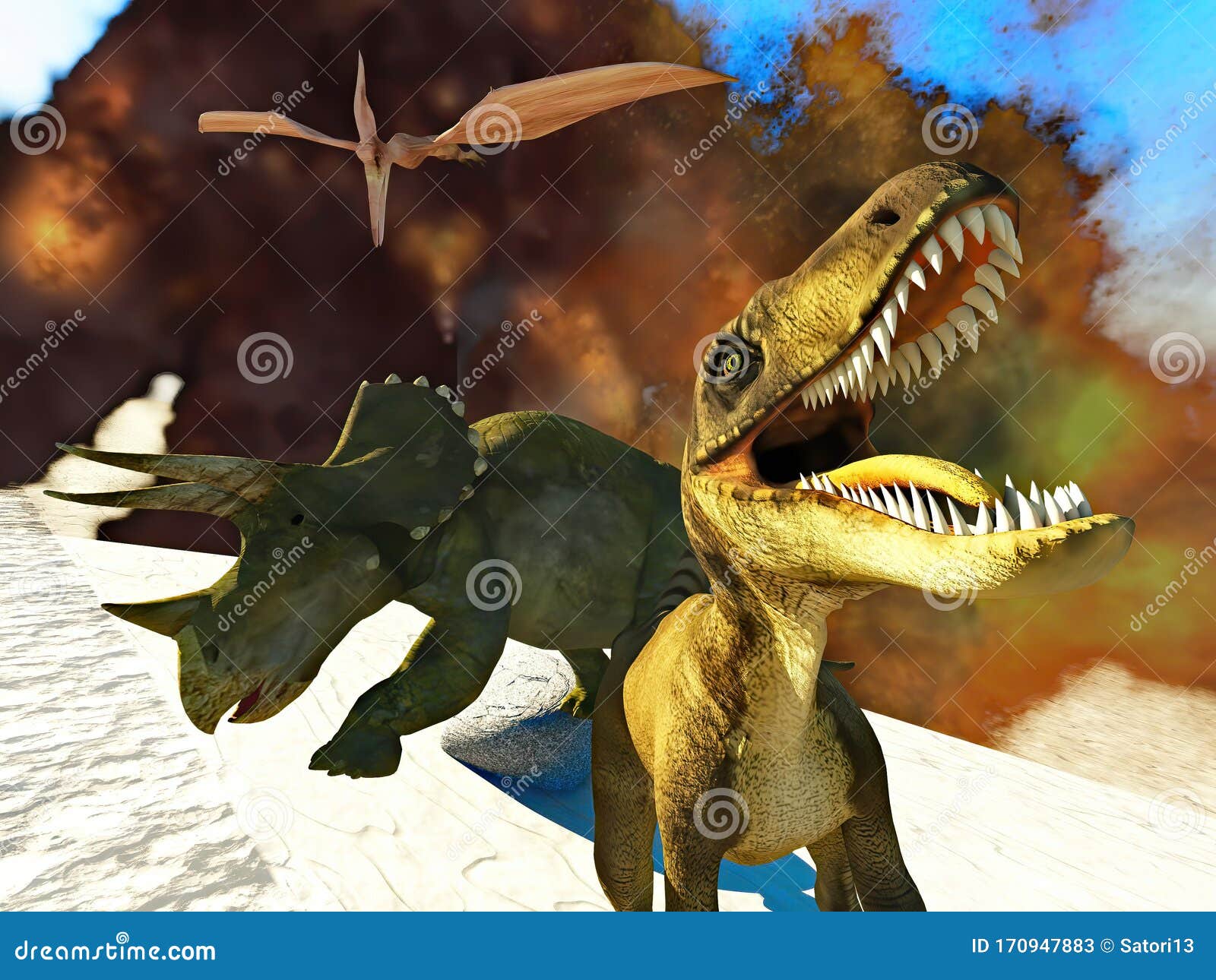 Trex Coming From Past To Future . Move On Mysteriously . Change ...