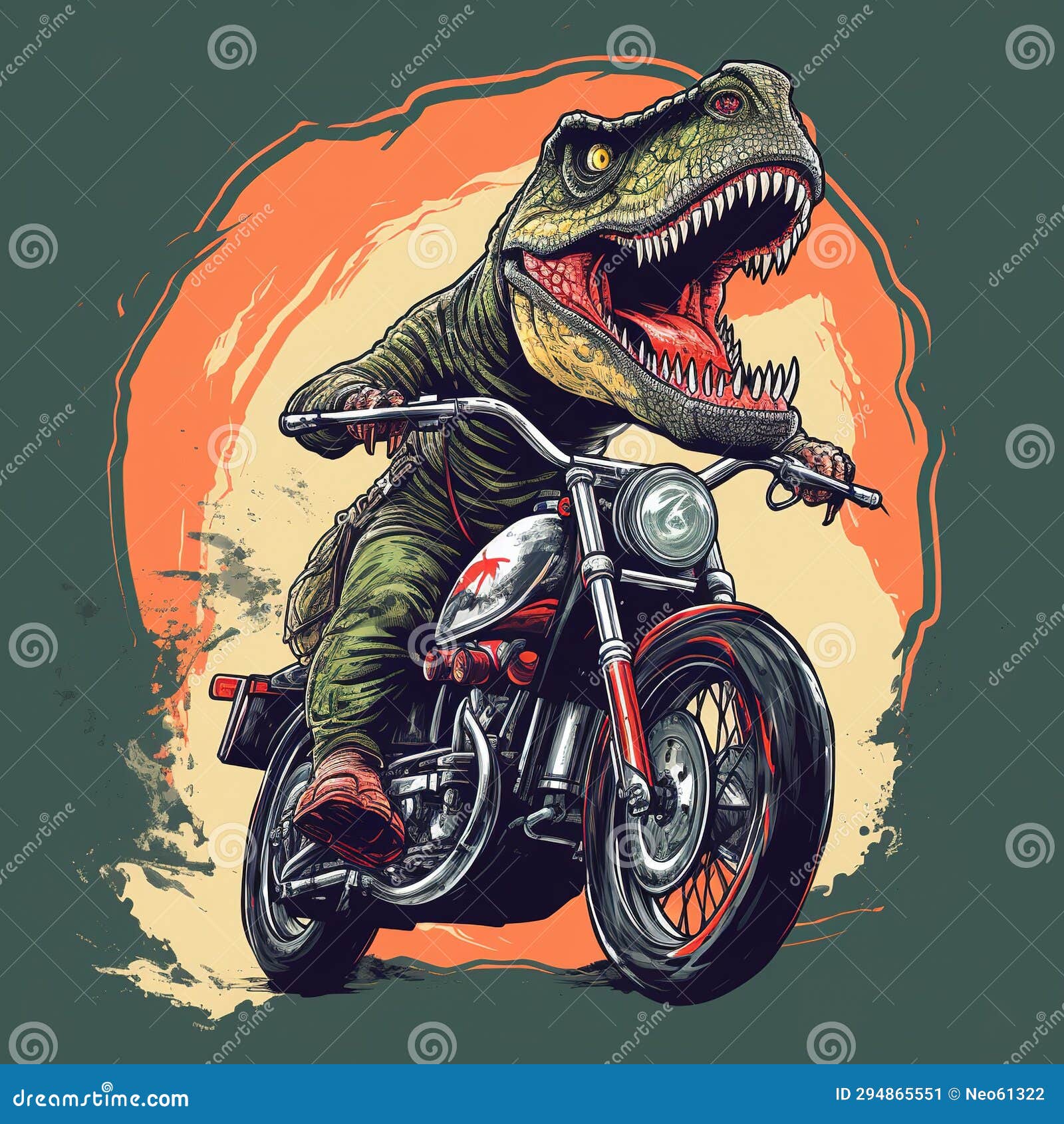 Dinosaur Driving a Motorcycle in the Summer Generative AI Stock ...