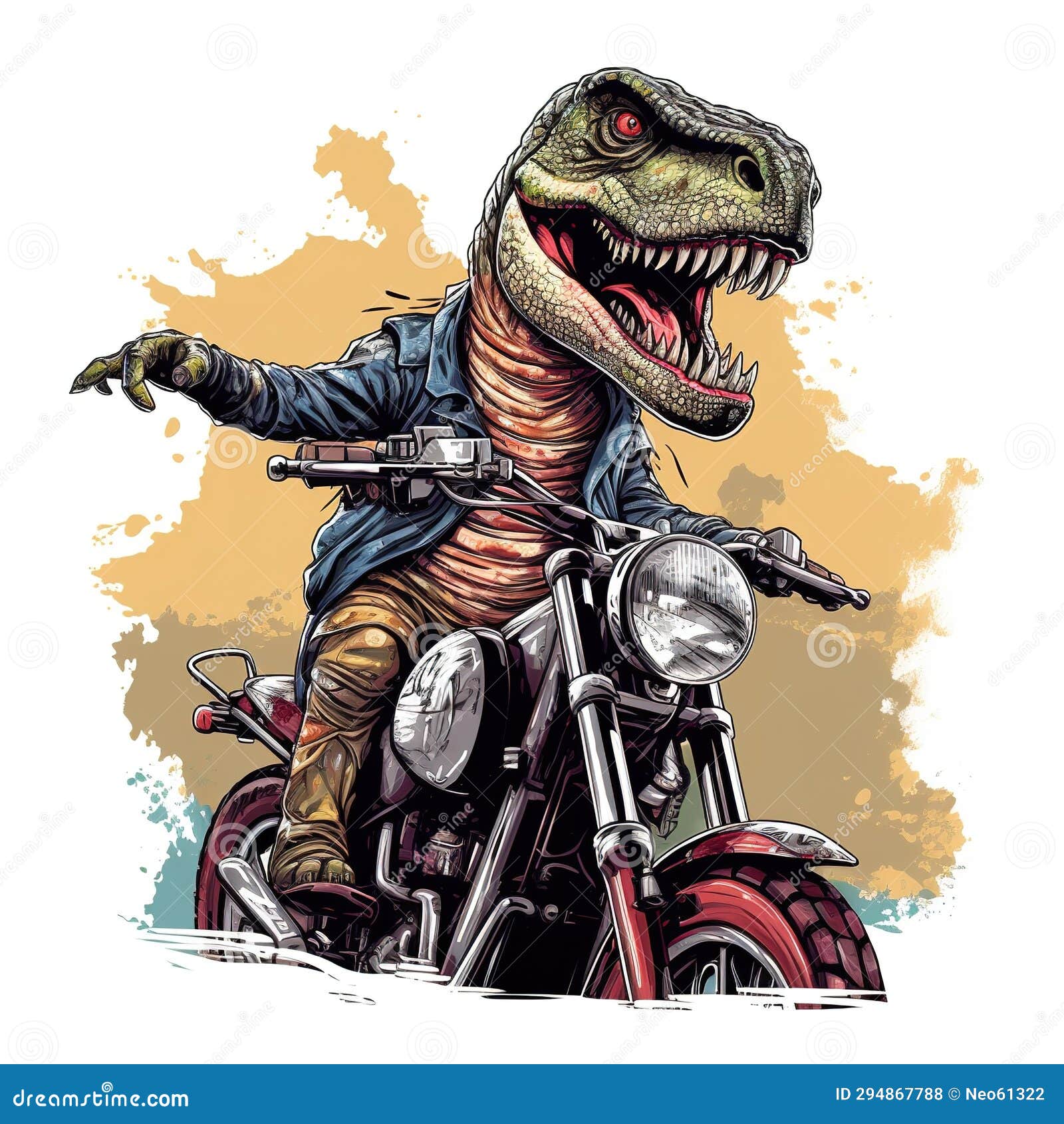 Dinosaur Driving a Motorcycle in the Summer Generative AI Stock ...