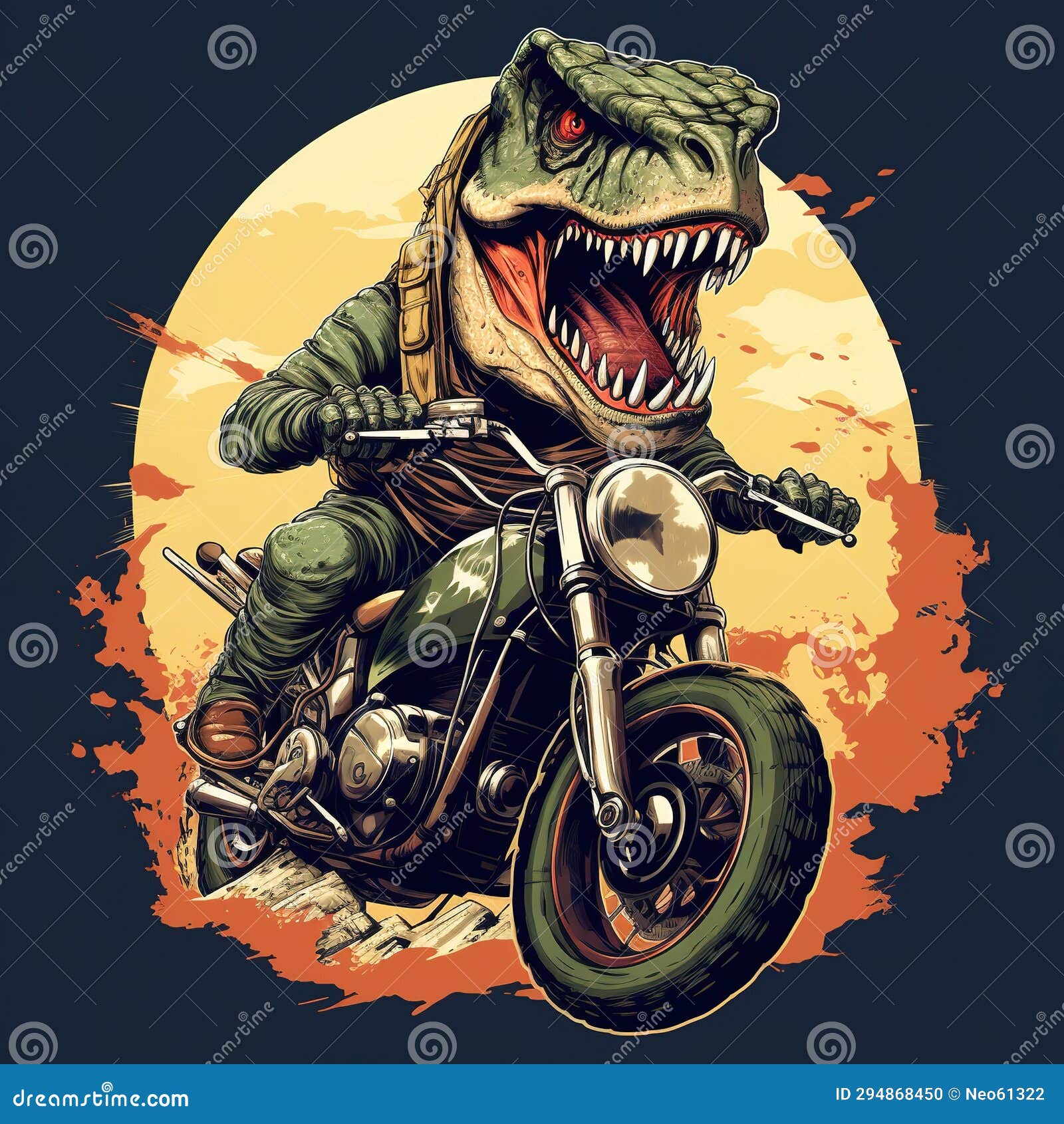 Dinosaur Driving a Motorcycle in the Summer Generative AI Stock ...