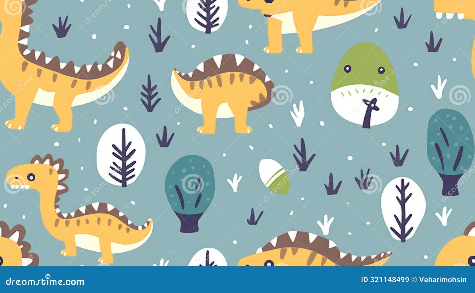 Dinosaur, Egg, Bone Pattern for Children.Cute Seamless Pattern with ...