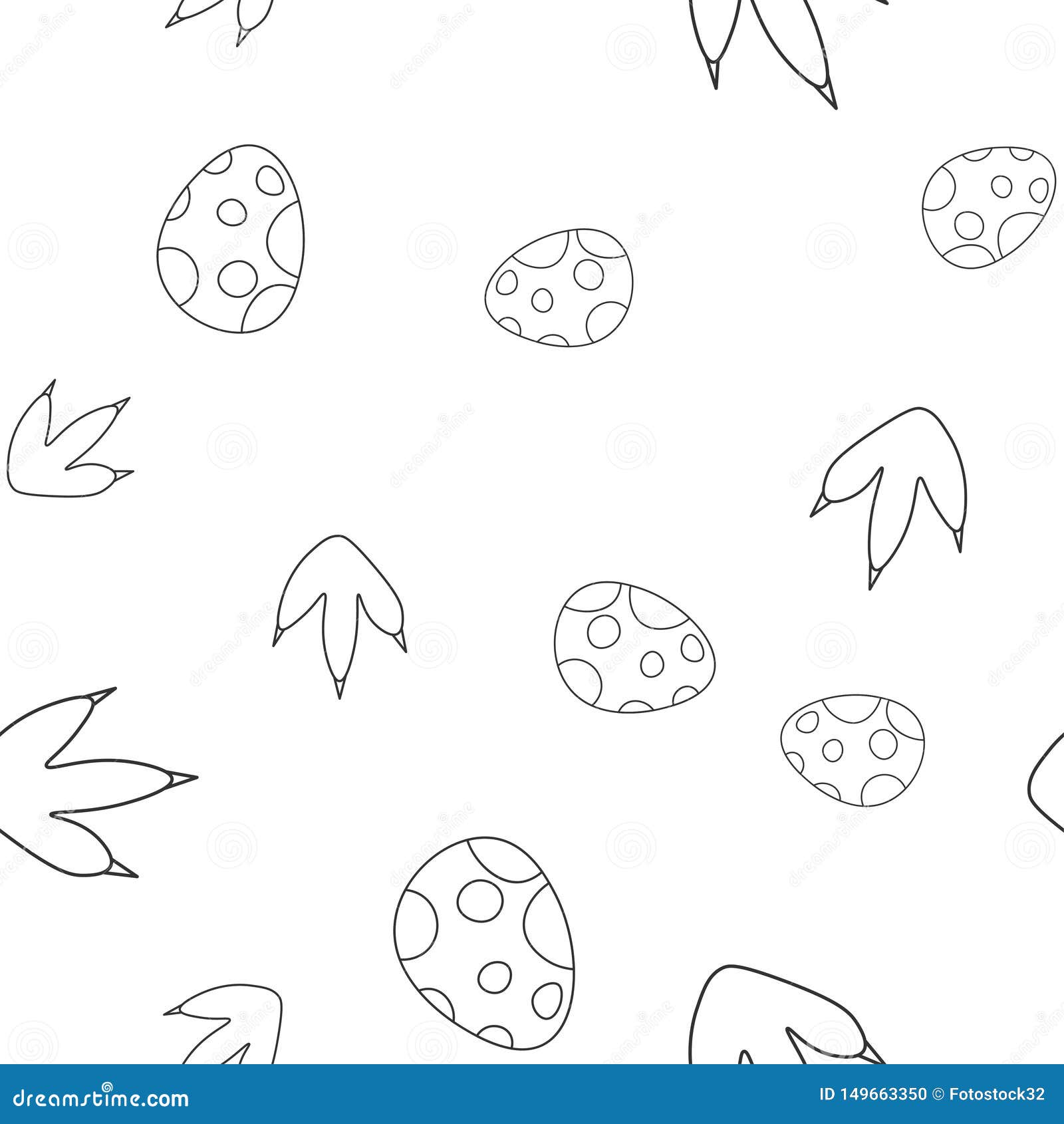 Dinosaur Egg and Footprint Seamless Pattern Stock Vector - Illustration ...