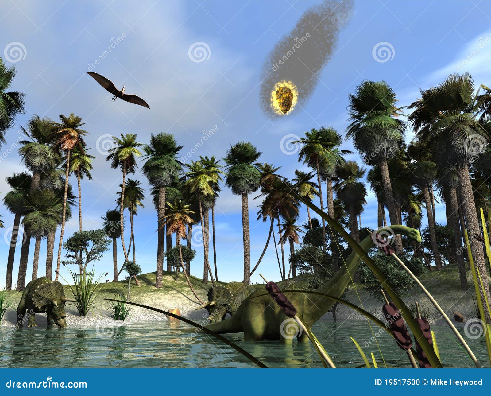 Dinosaur extinction stock illustration. Illustration of water - 19517500