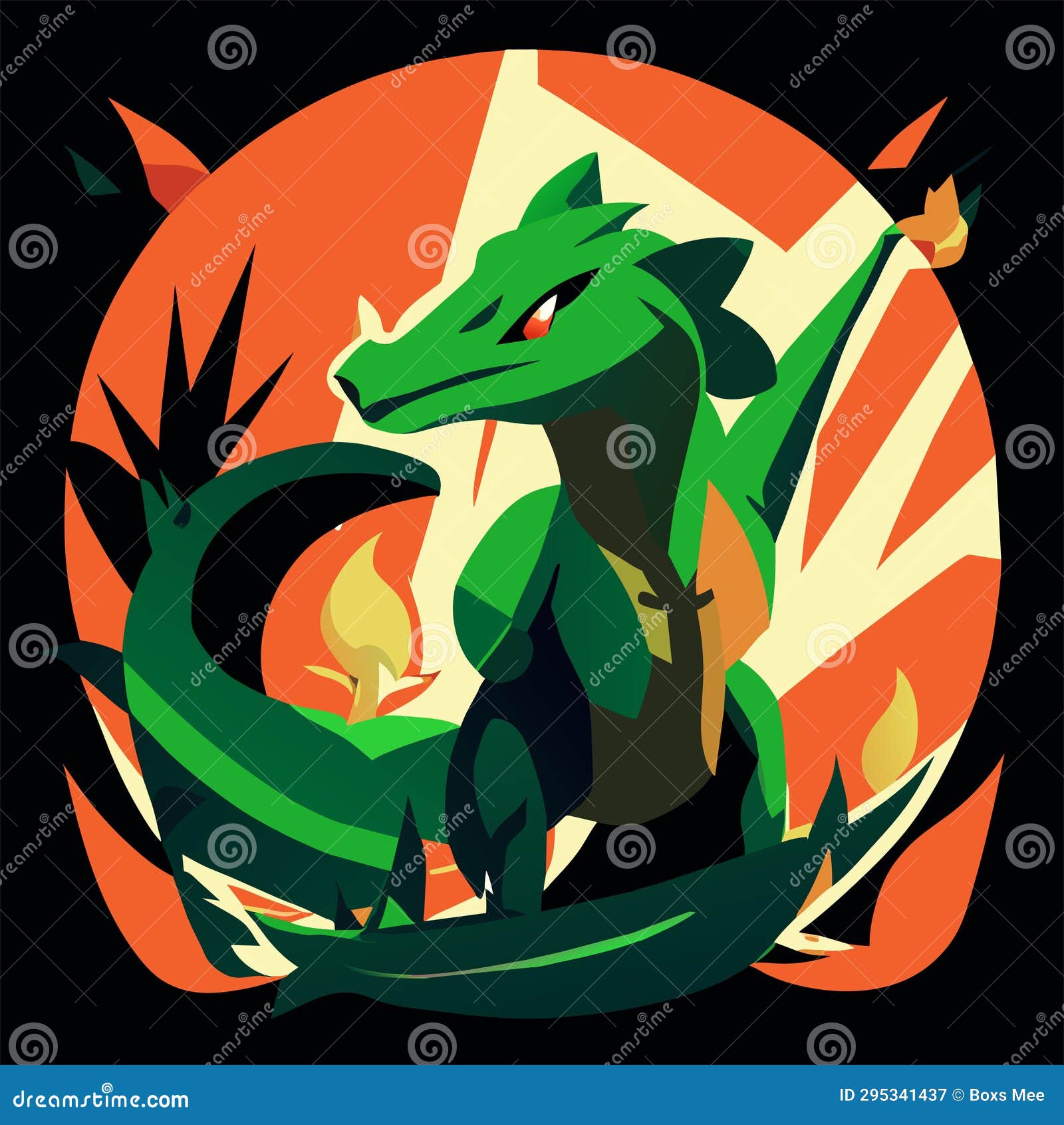 Dinosaur with a Fire. Vector Illustration in a Flat Style Stock Vector ...