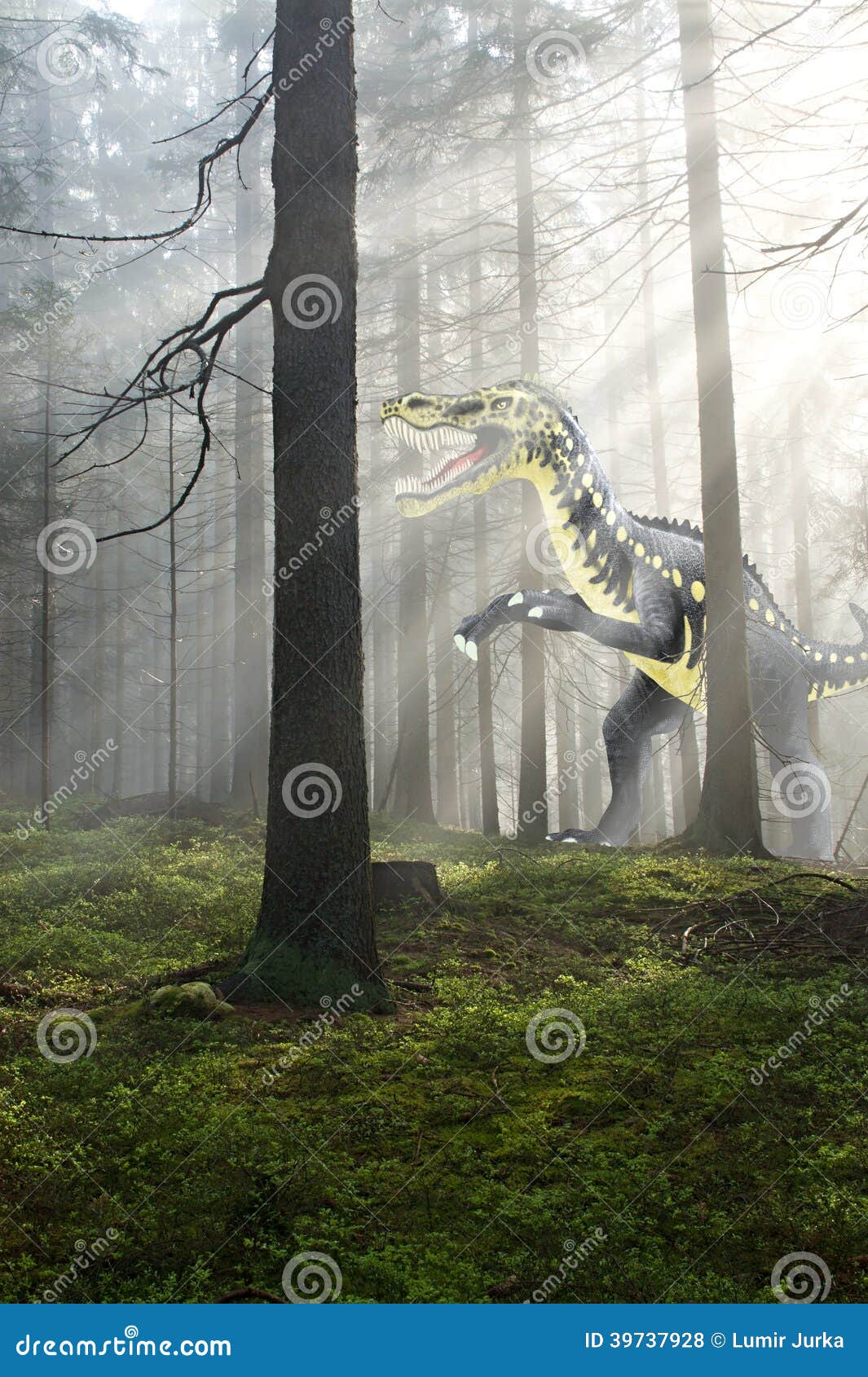 Dinosaur in the forest stock photo. Image of fauna, undergrowth - 39737928