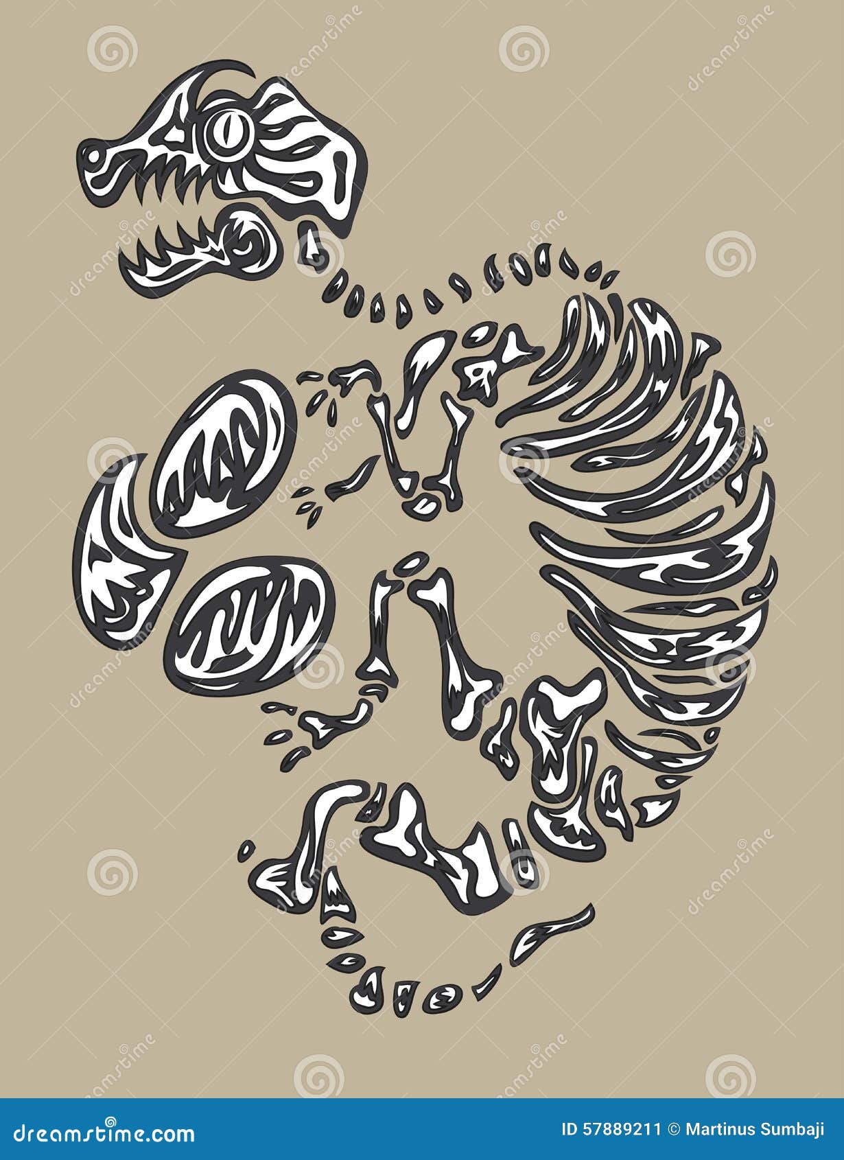 Dinosaur Fossil stock vector. Illustration of artistic - 57889211