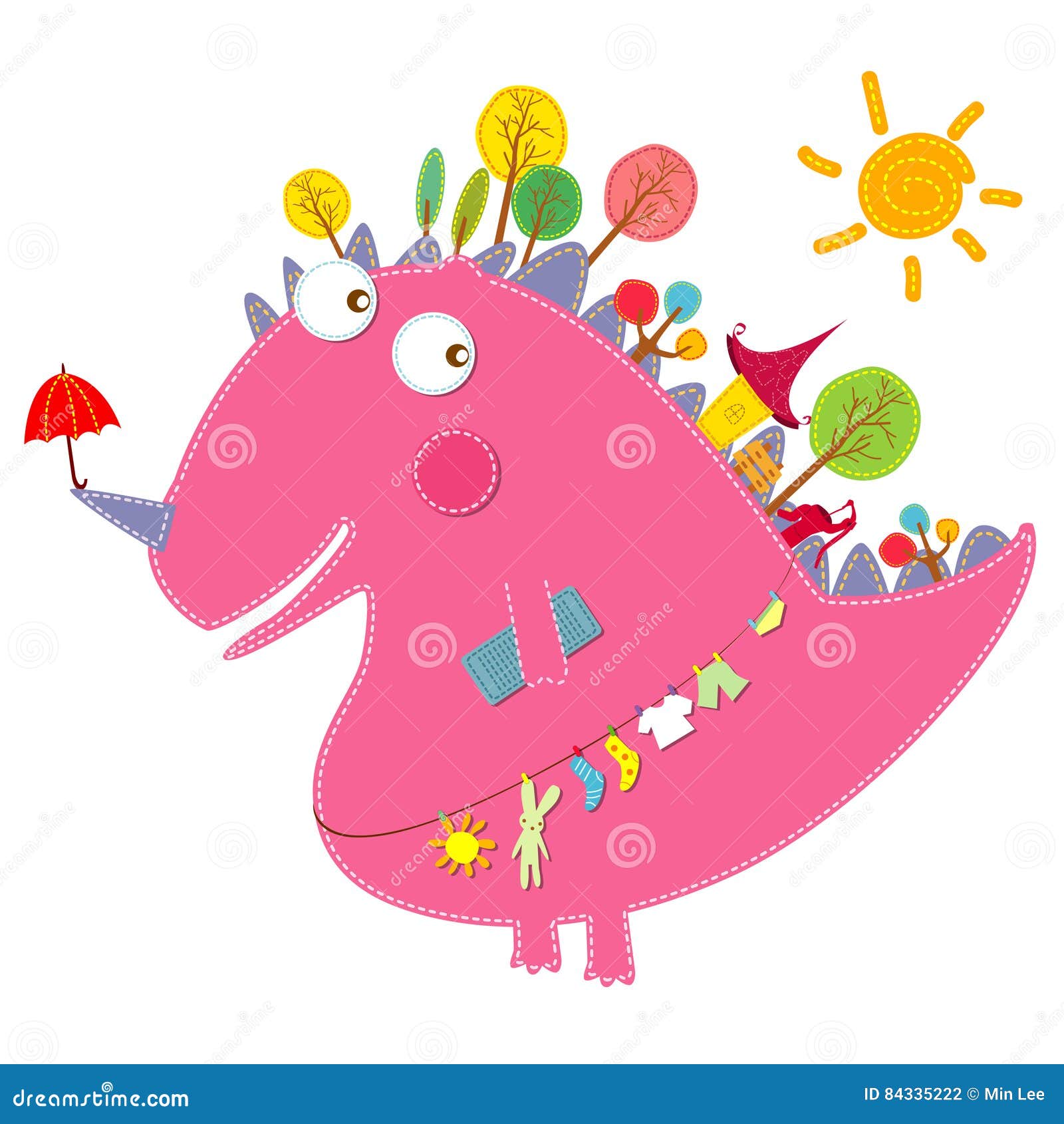 Dinosaur friends stock vector. Illustration of tree, kids - 84335222