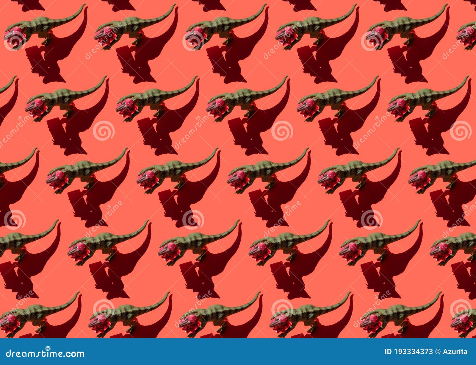 Dinosaur with Gift Box Pattern on Red Background Stock Image - Image of ...