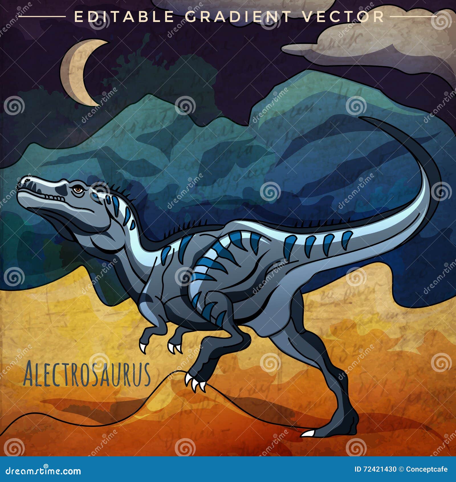 Dinosaur In The Habitat. Vector Illustration Of Pterosaur ...