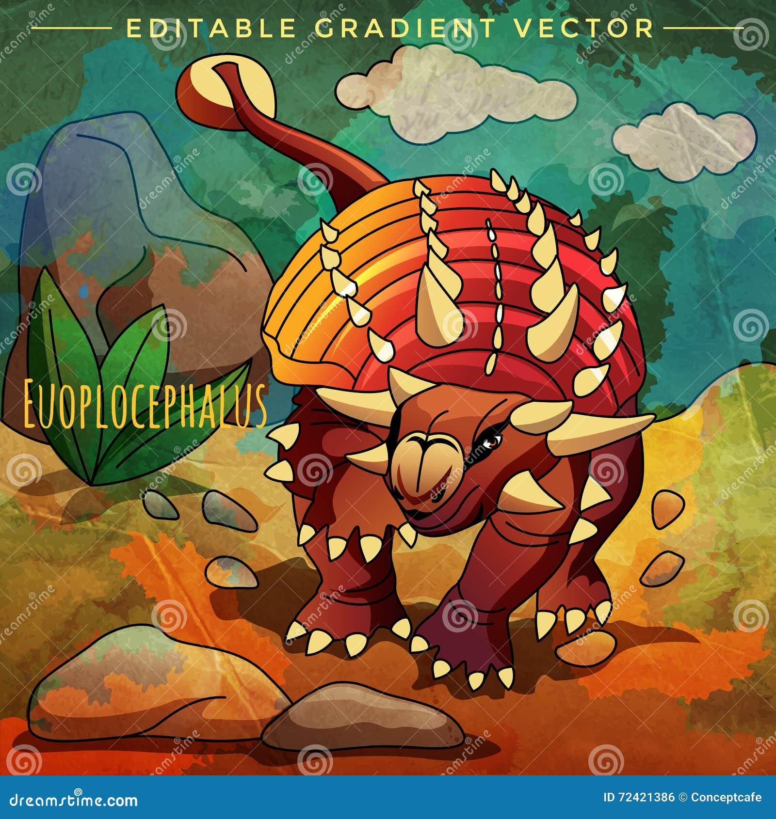 Dinosaur in the Habitat. Vector Illustration of Euoplocephalus Stock ...