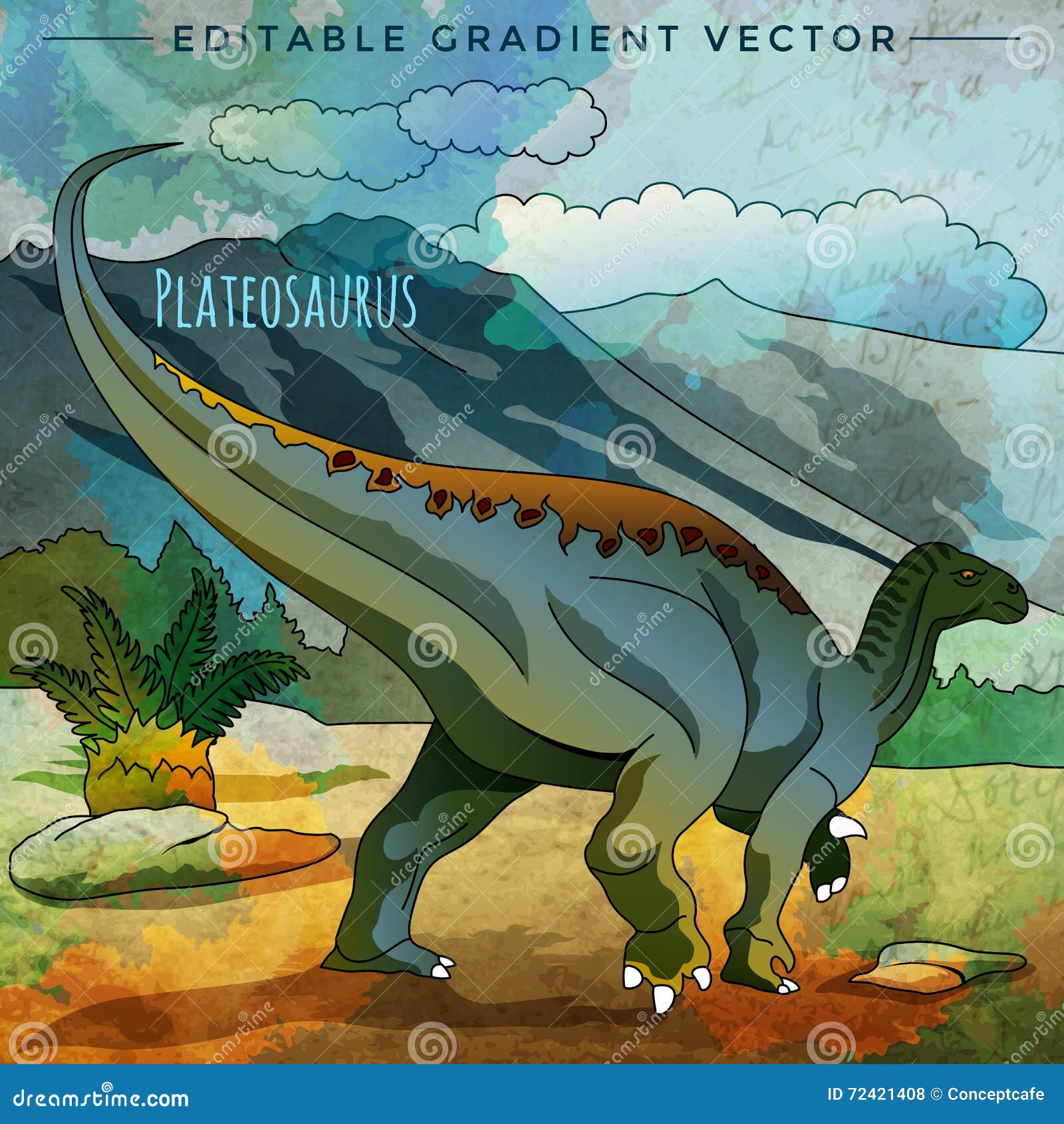 Dinosaur In The Habitat. Vector Illustration Of Pterosaur ...