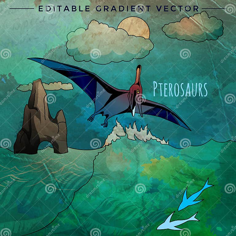 Dinosaur in the Habitat. Vector Illustration of Pterosaur Stock Vector ...