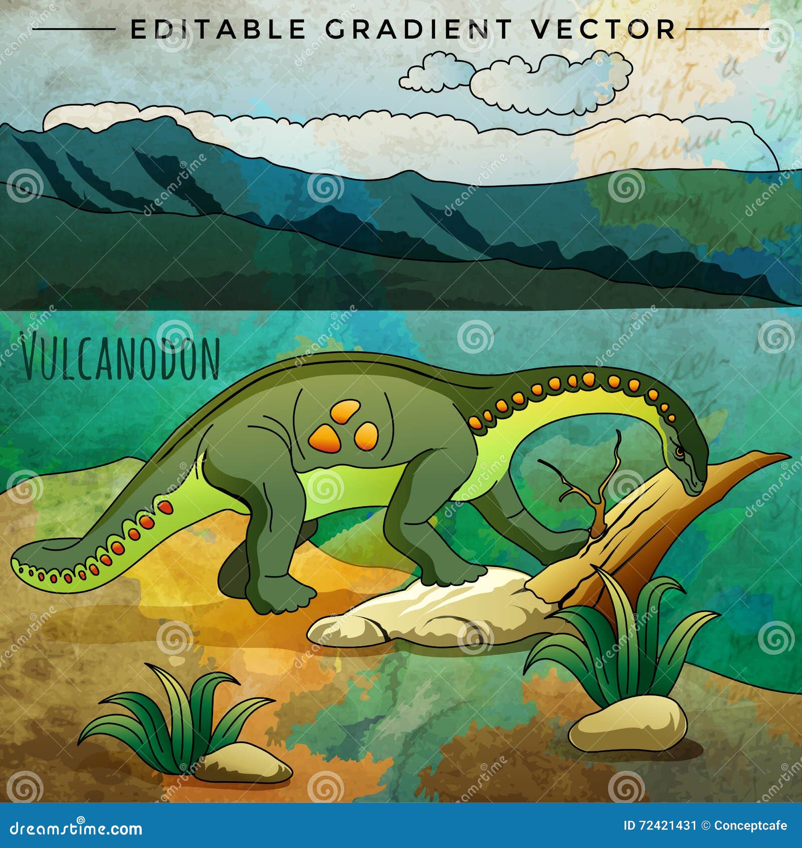 Dinosaur in the Habitat. Vector Illustration of Vulcanodon Stock Vector ...