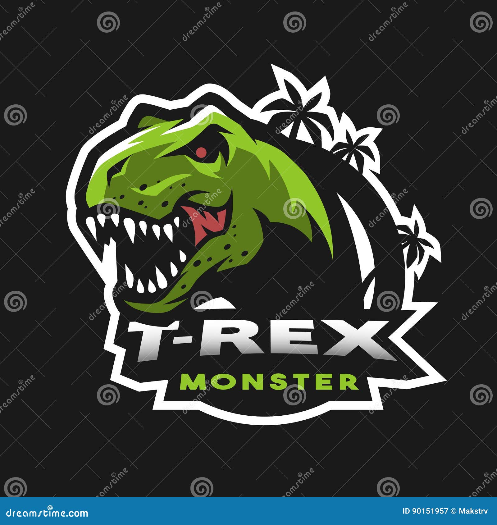 Dinosaur Head Logo, Emblem. Stock Vector - Illustration of element ...