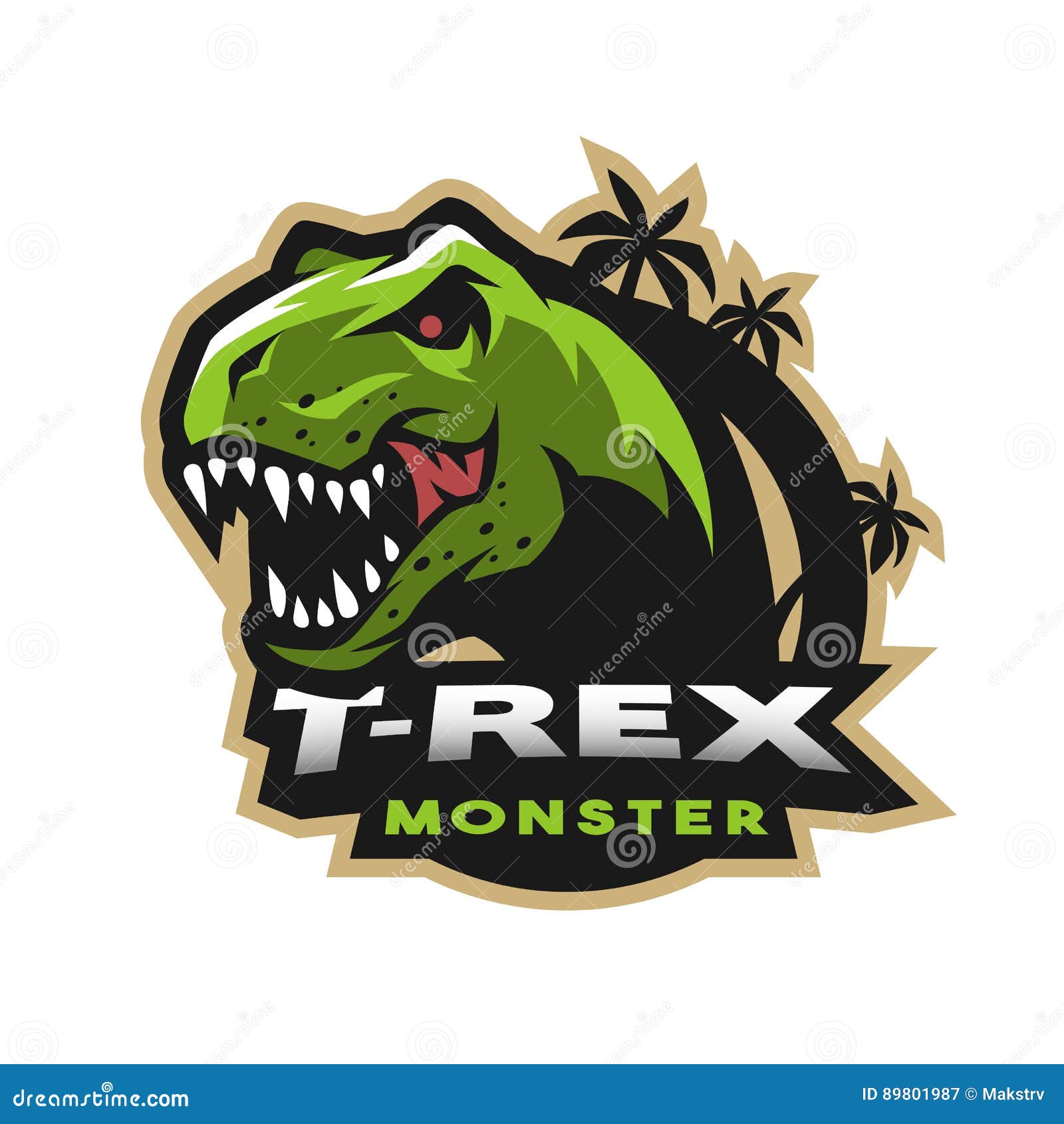 Dinosaur Head Logo, Emblem. T-rex Monster Stock Vector - Illustration ...