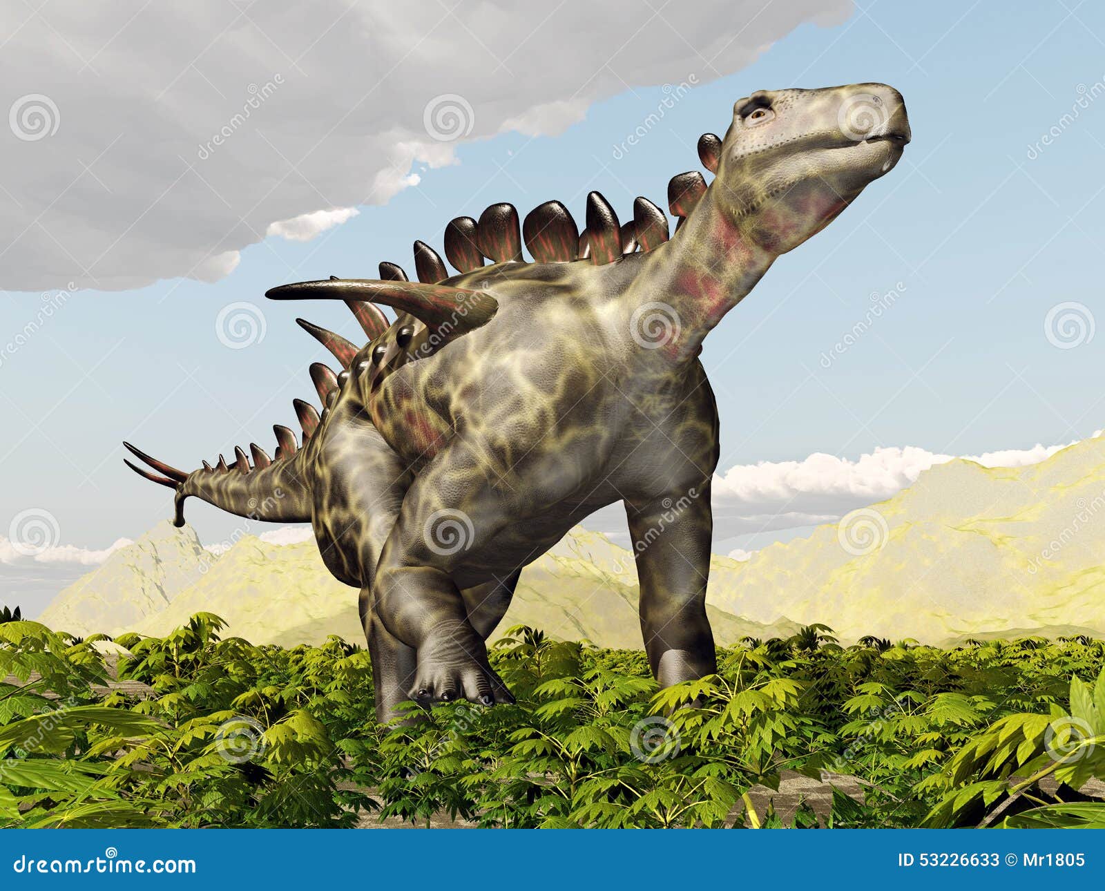 Dinosaur Huayangosaurus stock illustration. Illustration of landscape ...