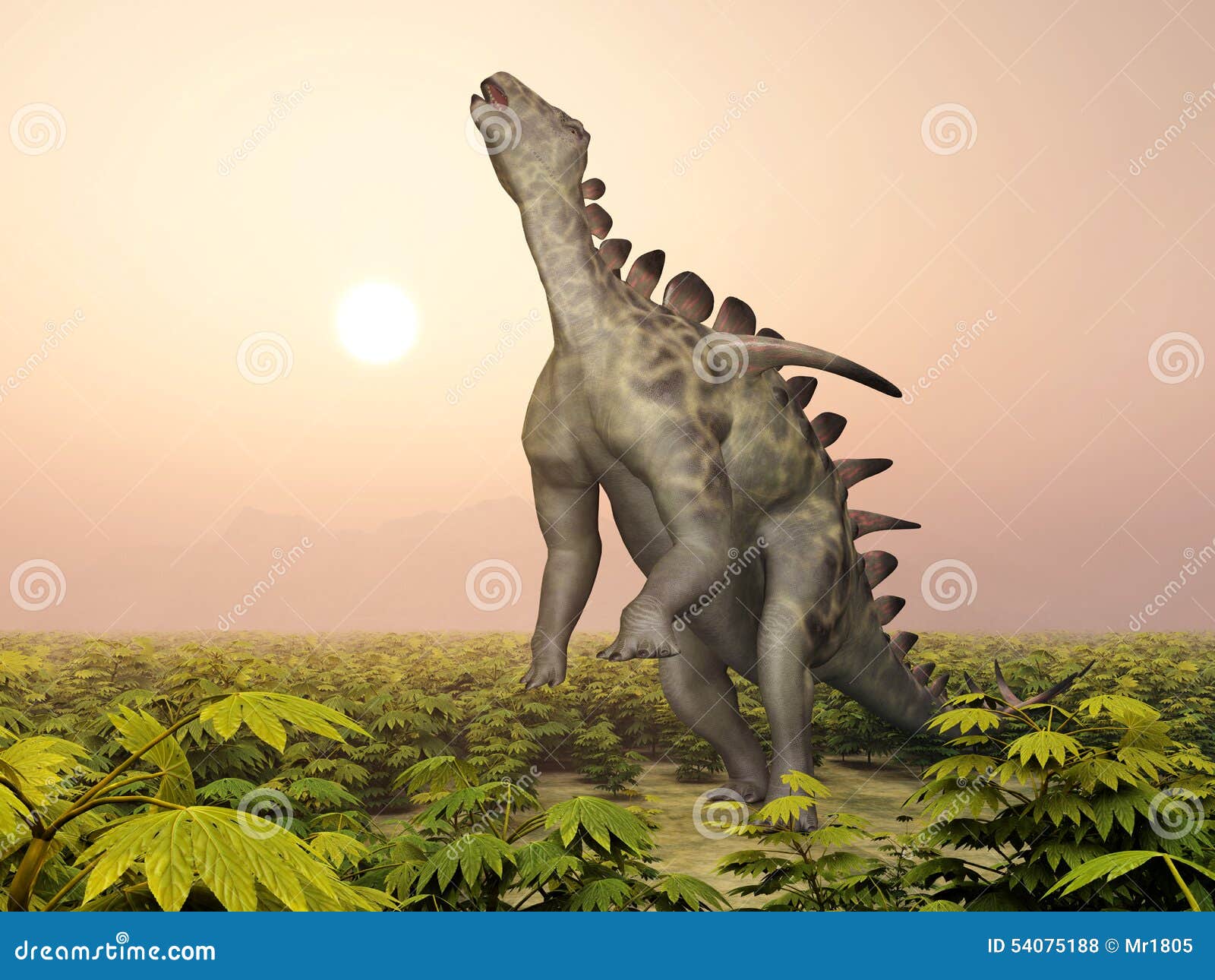 Dinosaur Huayangosaurus stock illustration. Illustration of reptile ...