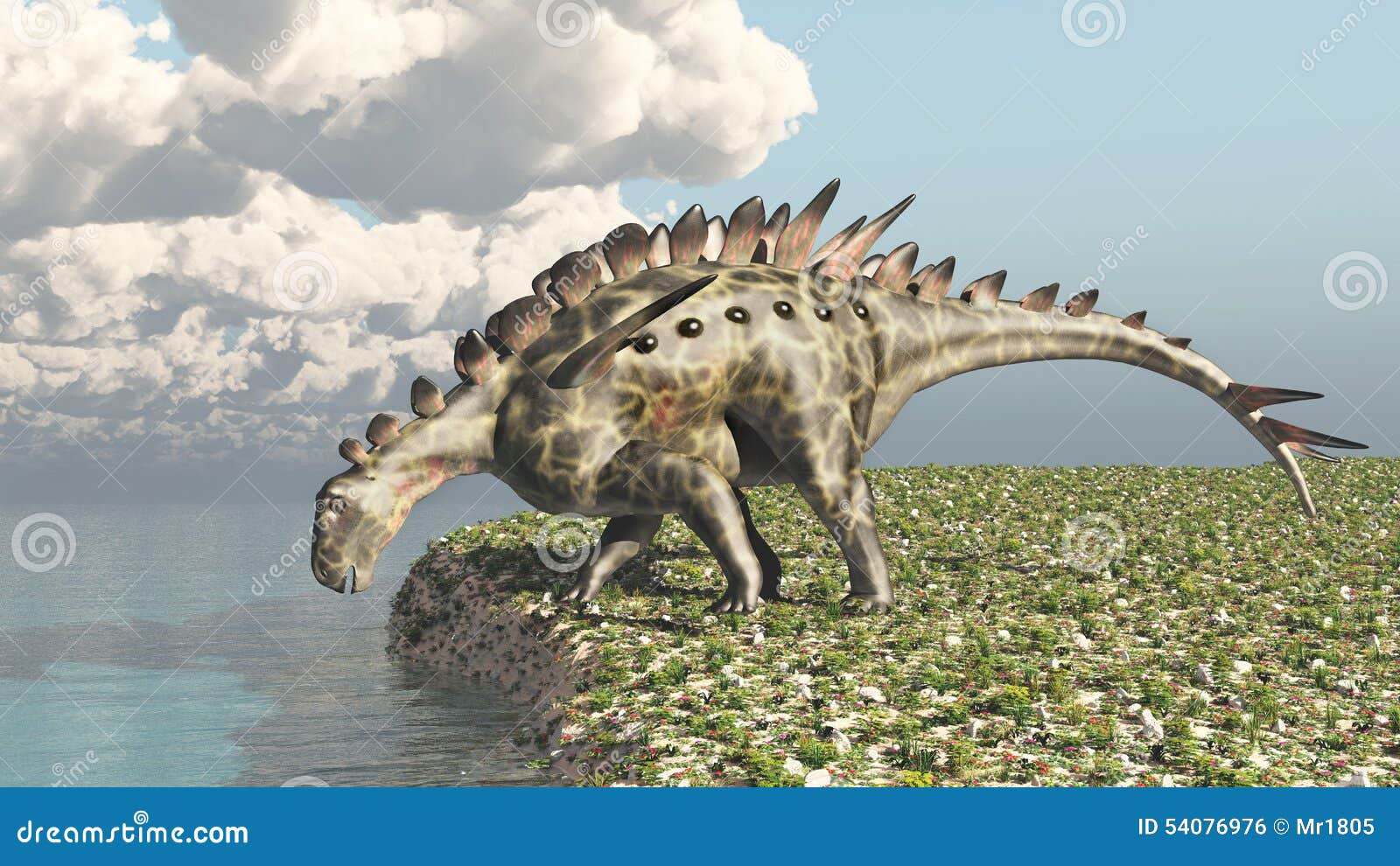 Dinosaur Huayangosaurus stock illustration. Illustration of plants ...