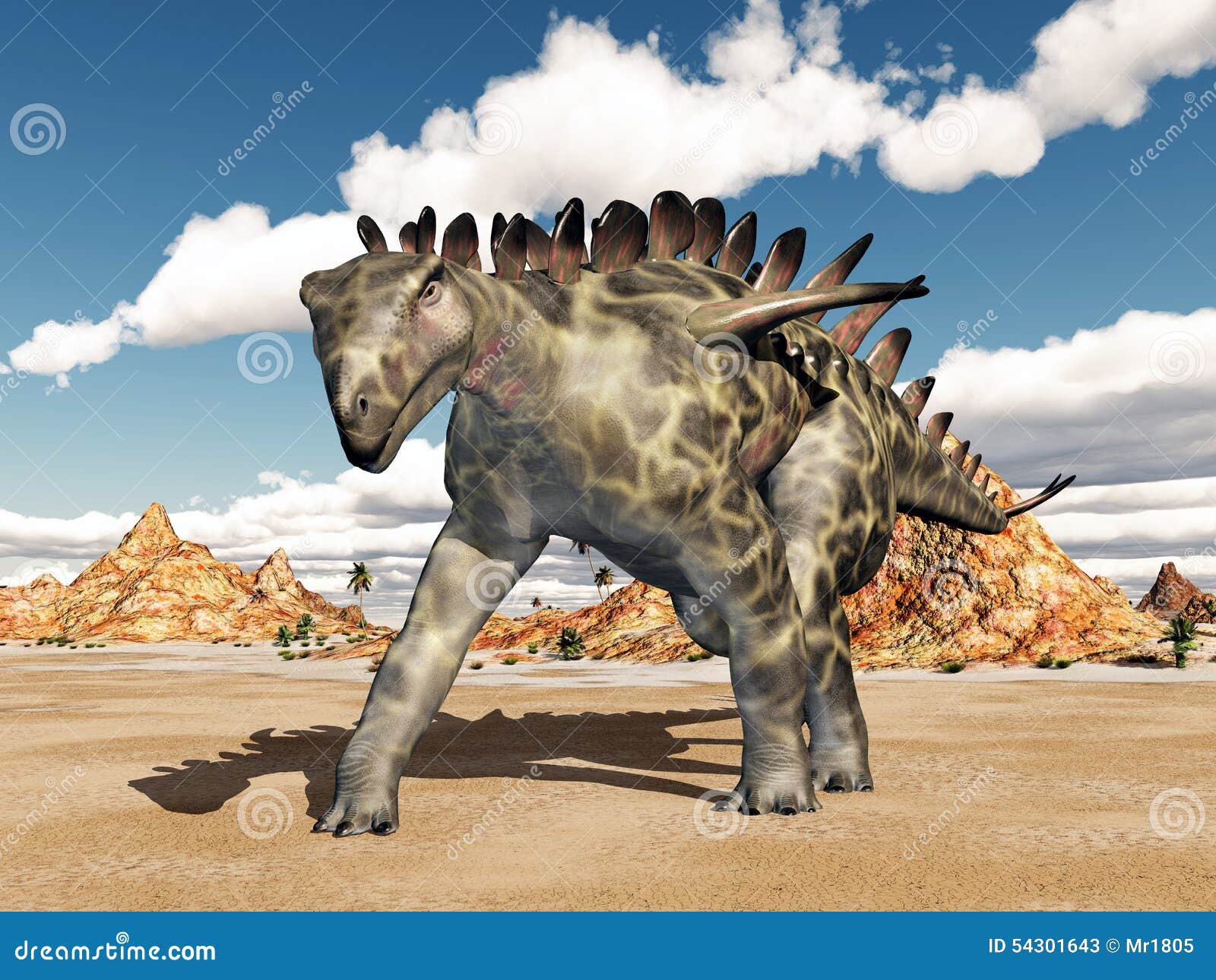 Dinosaur Huayangosaurus stock illustration. Illustration of mountains ...
