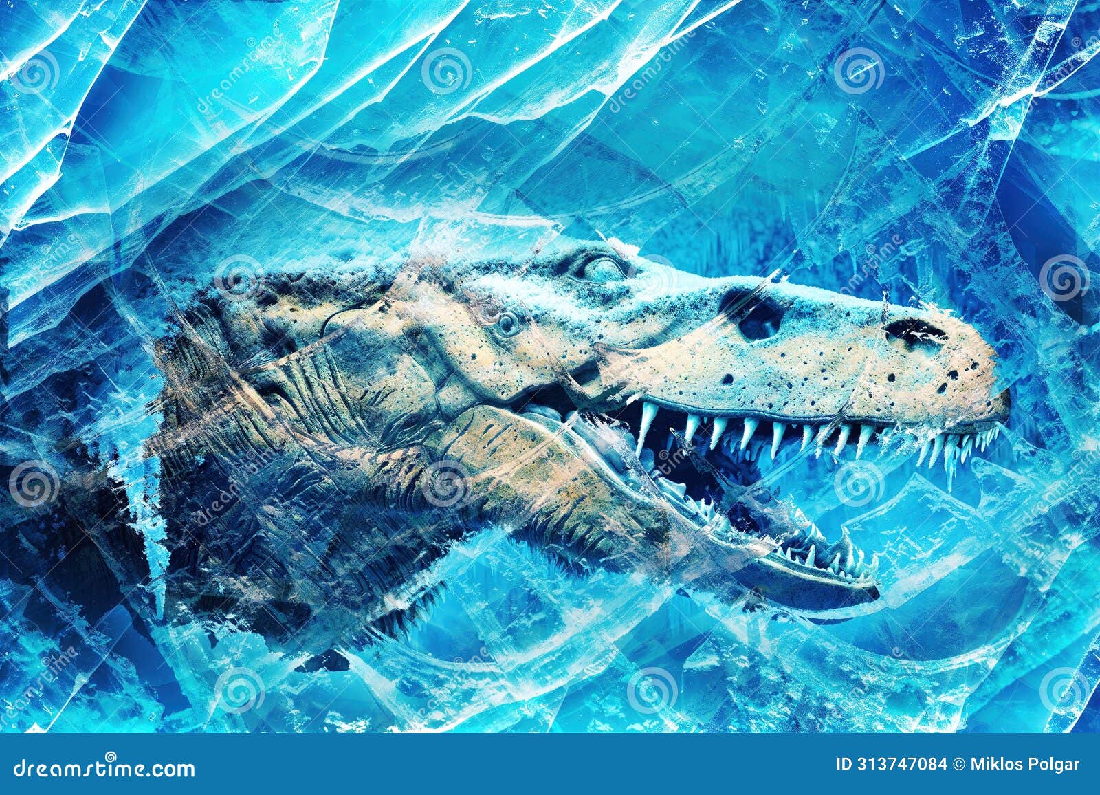 A dinosaur in the ice stock photo. Image of tropical - 313747084