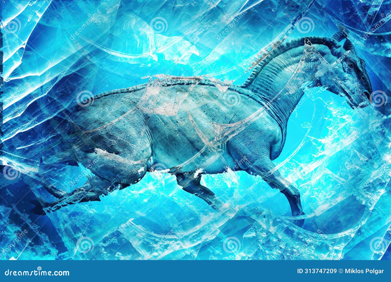 A dinosaur in the ice stock image. Image of animal, creature - 313747209