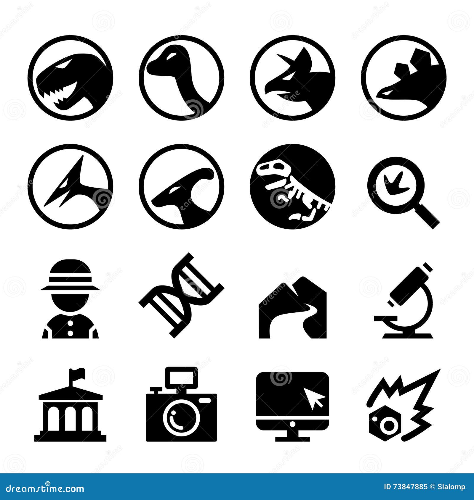 Dinosaur icon set stock vector. Illustration of cretaceous - 73847885