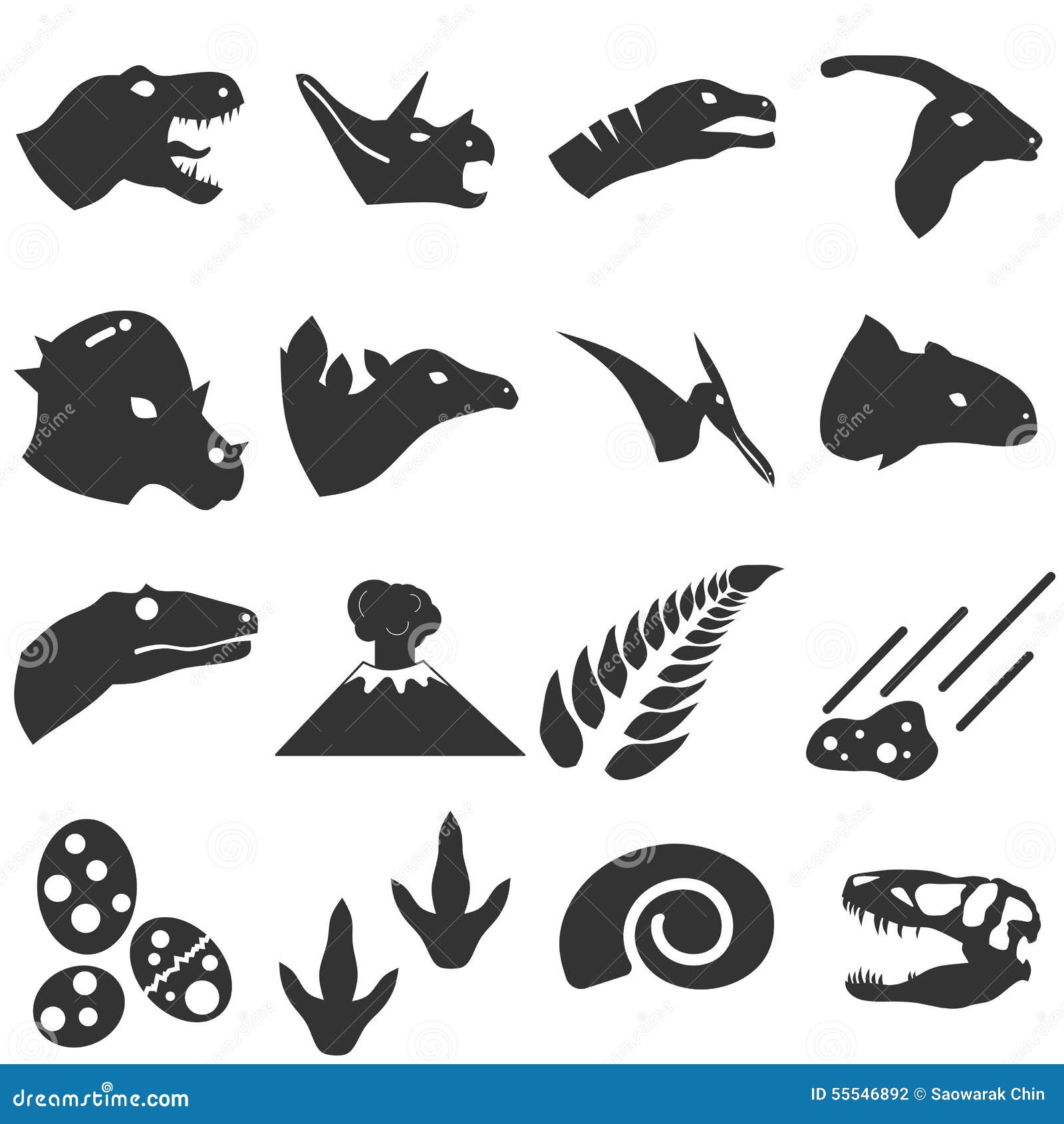 Dinosaur Icon Set Vector Stock Vector - Image: 55546892