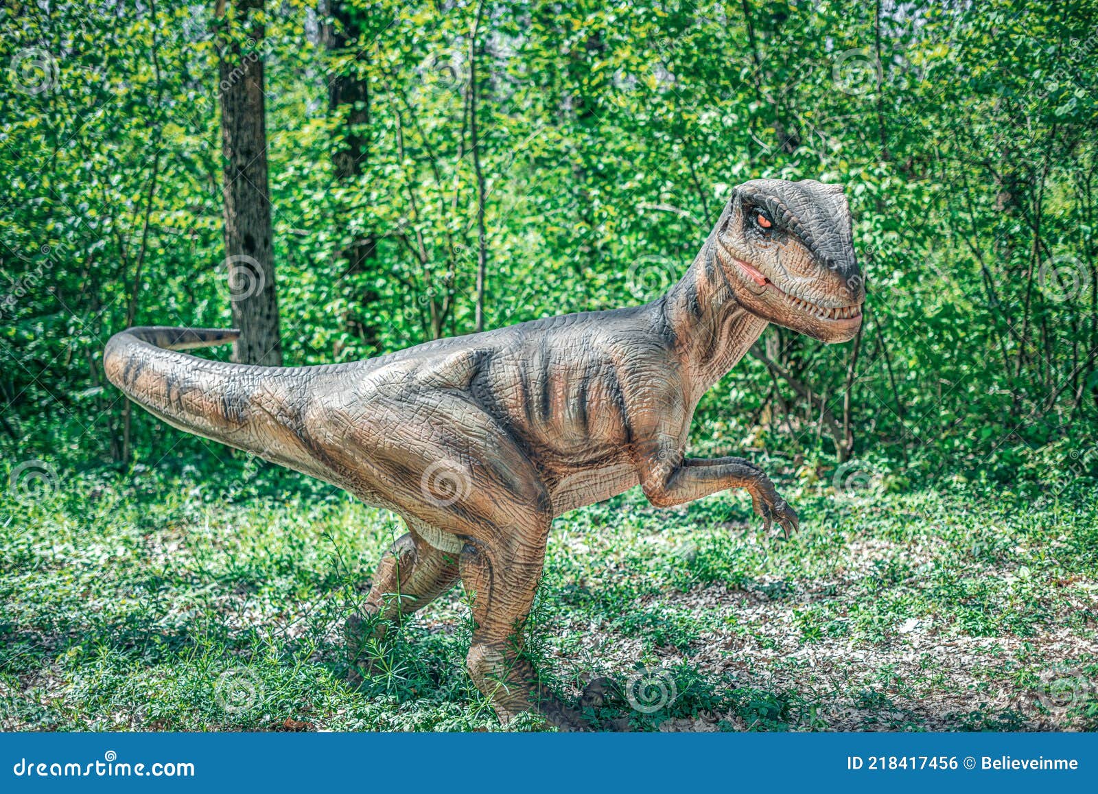 Dinosaur in the jungle. editorial photo. Image of herbivorous - 218417456