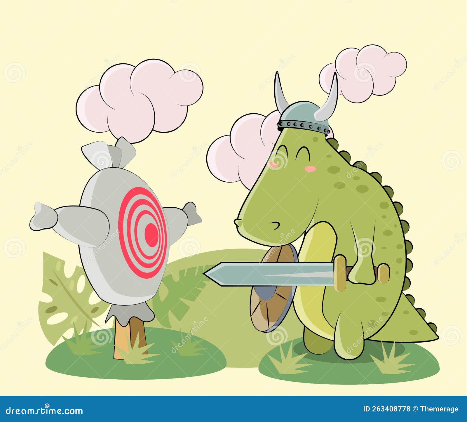 Dinosaur Knight with Target Sword in Vector Stock Vector - Illustration ...