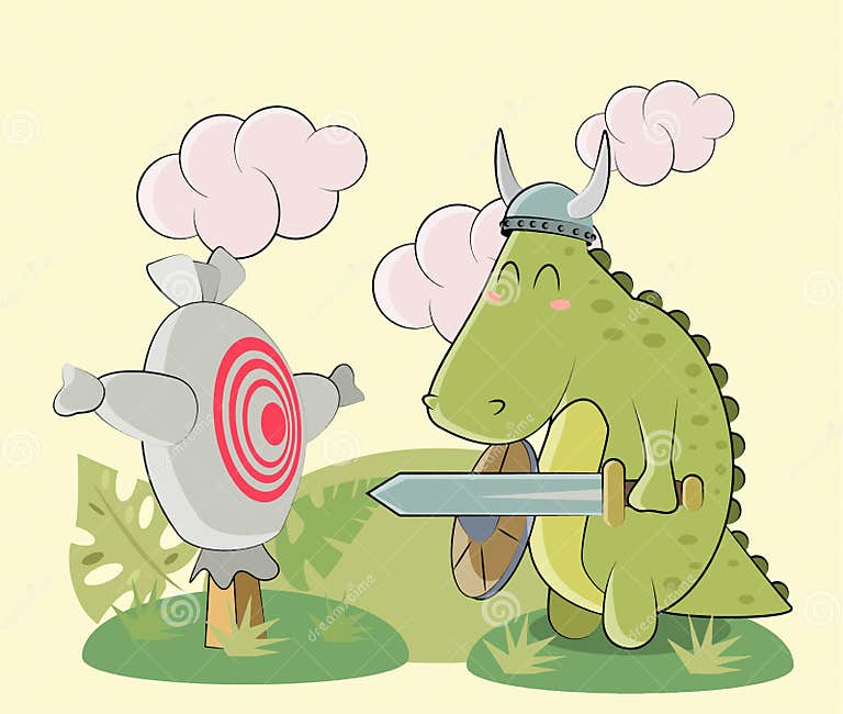 Dinosaur Knight with Target Sword in Vector Stock Vector - Illustration ...