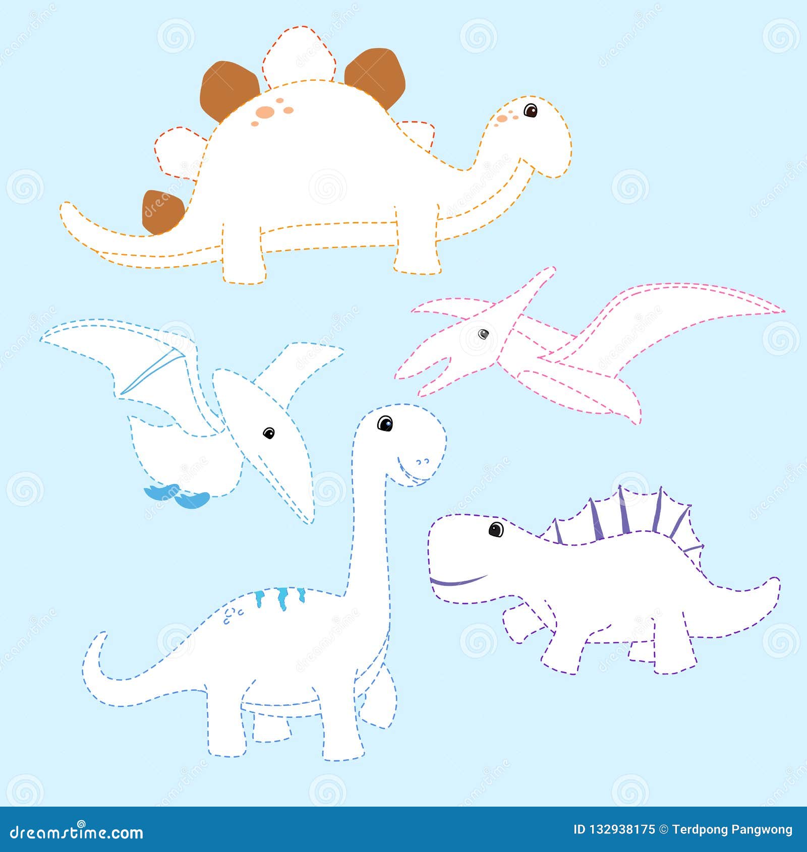 Dinosaur Line Drawing Vector Design For Kid | CartoonDealer.com #132938175