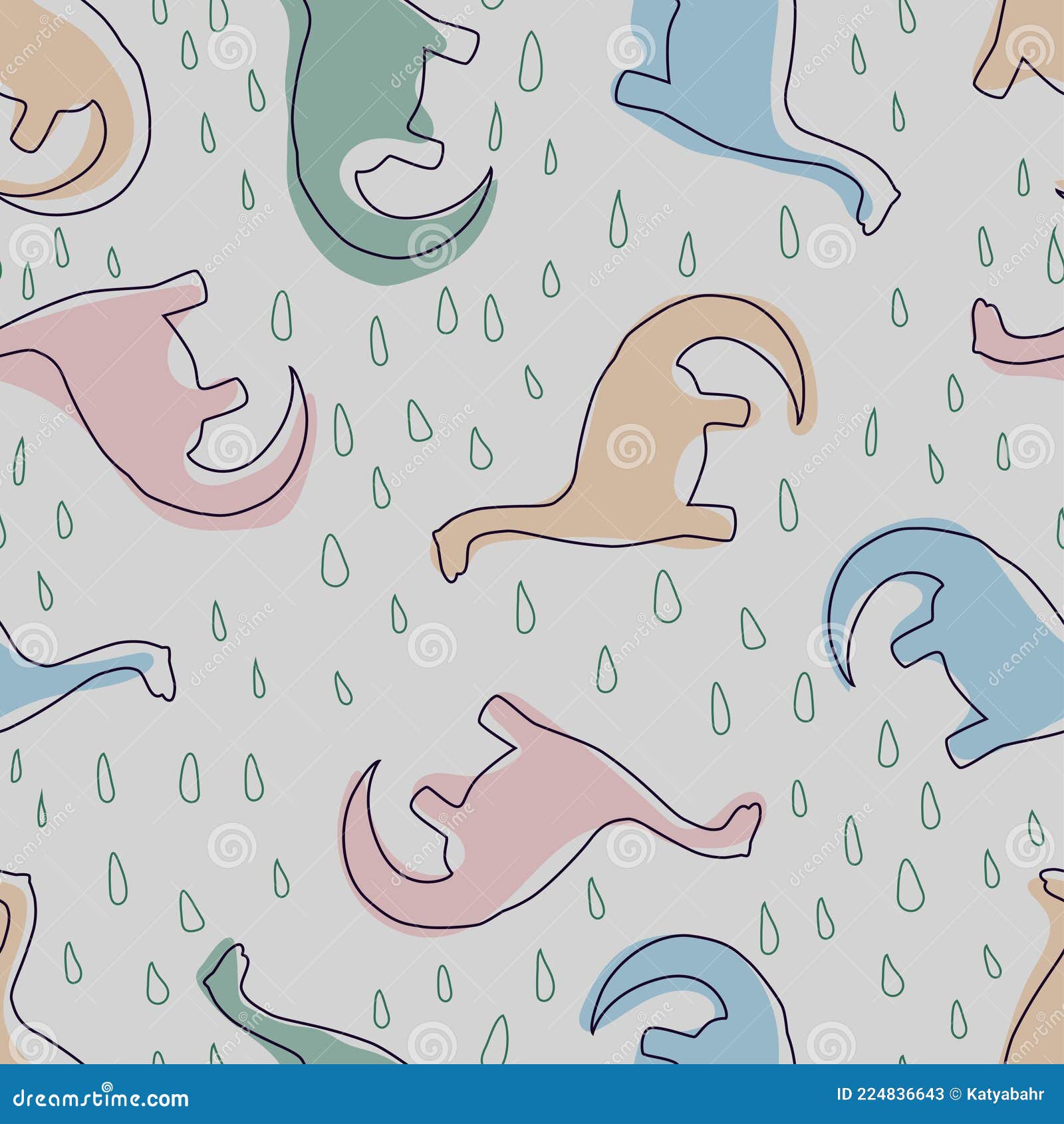 Dinosaur Line Pattern stock vector. Illustration of colorful - 224836643