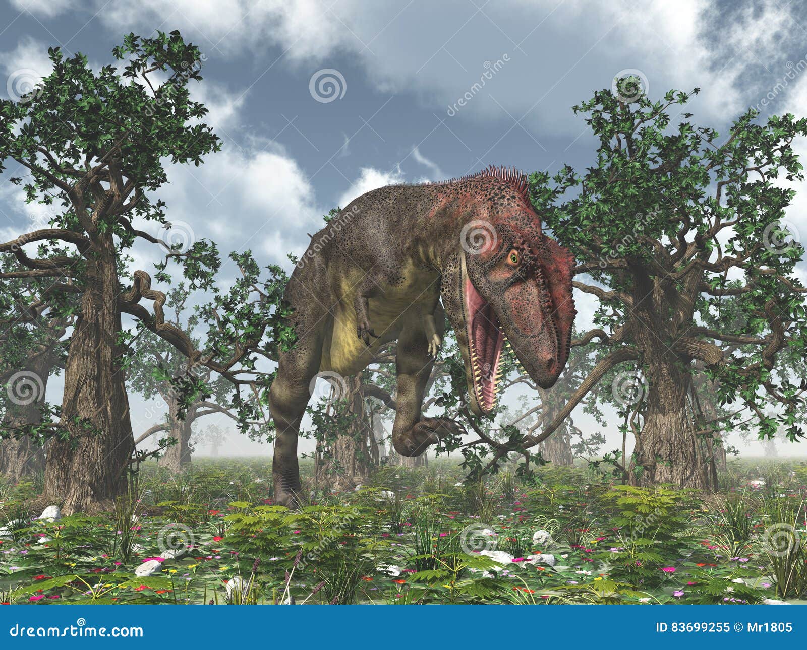 Dinosaur Mapusaurus Isolated On White Background Stock Illustration ...
