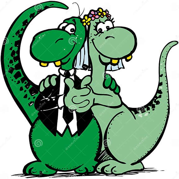 Dinosaur Marriage stock illustration. Illustration of green - 675850