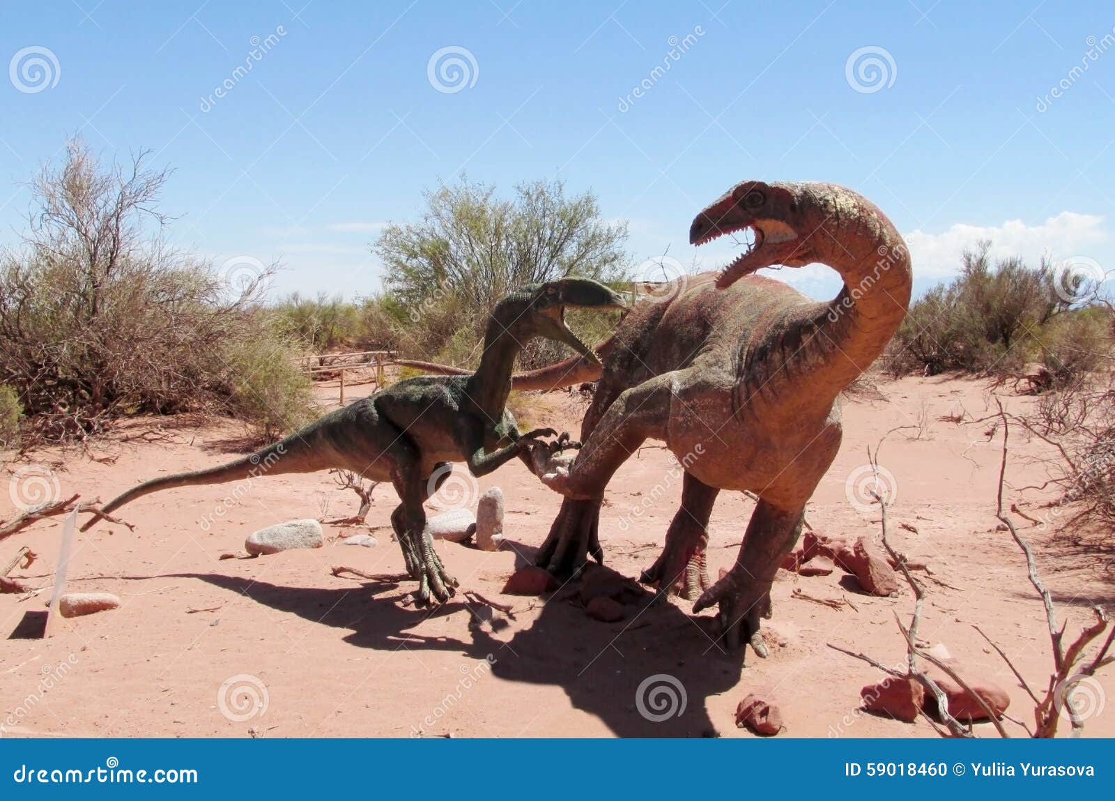 Dinosaur model in the sand editorial image. Image of fossil - 59018460