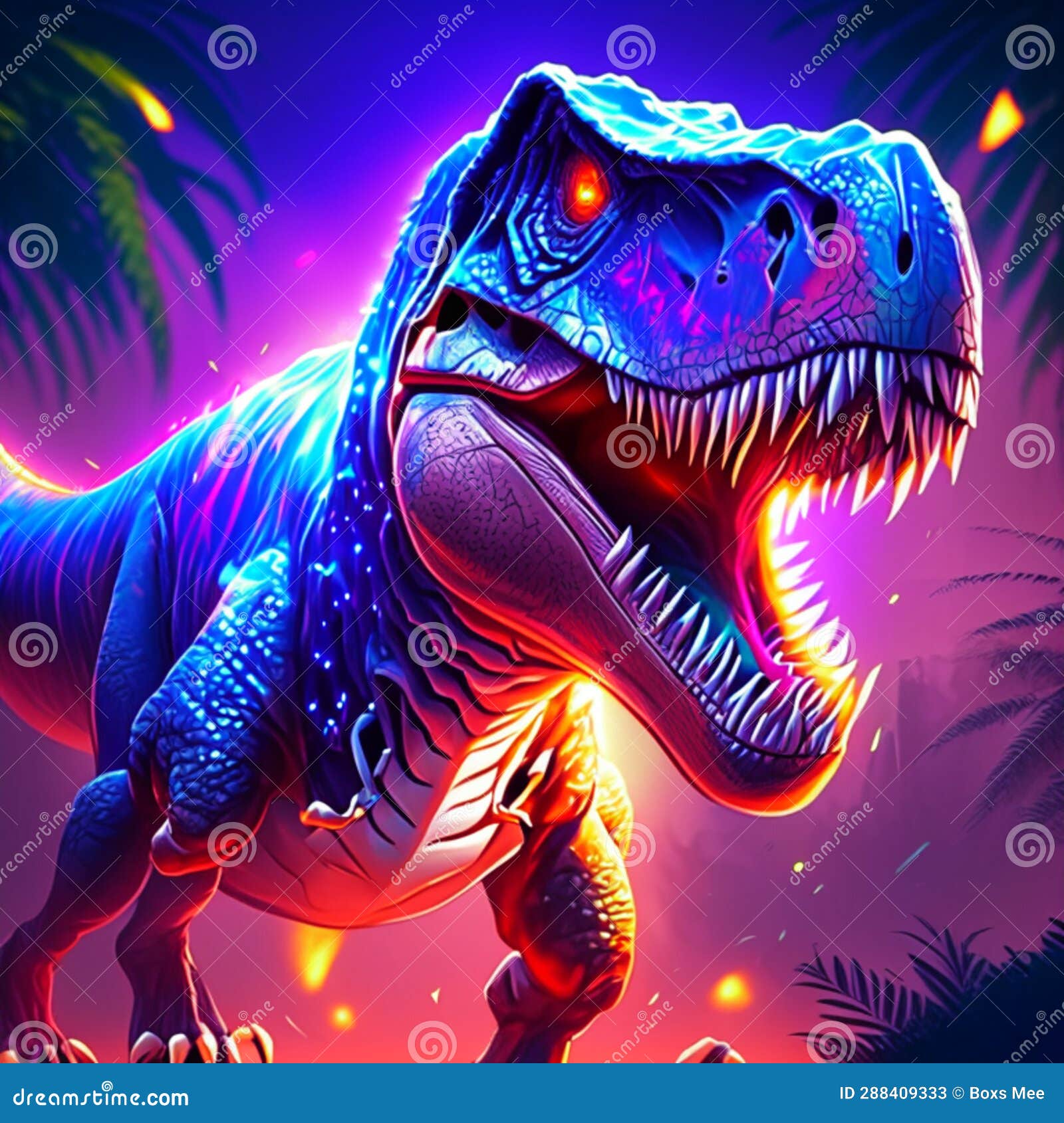Dinosaur in the Night. 3d Rendering, 3d Illustration Stock Illustration ...