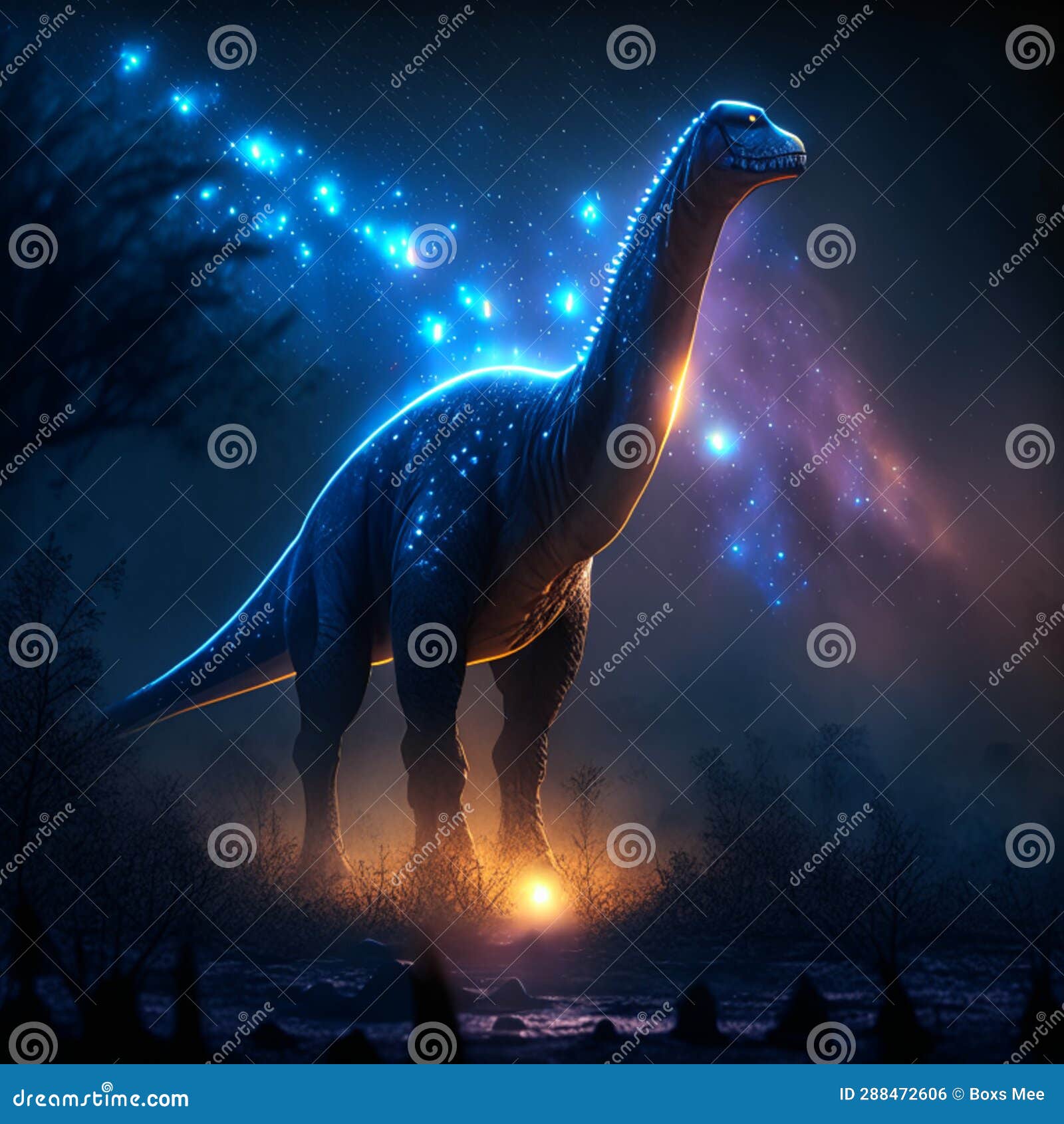 Dinosaur in the Night Sky. 3d Rendering, 3d Illustration Stock ...
