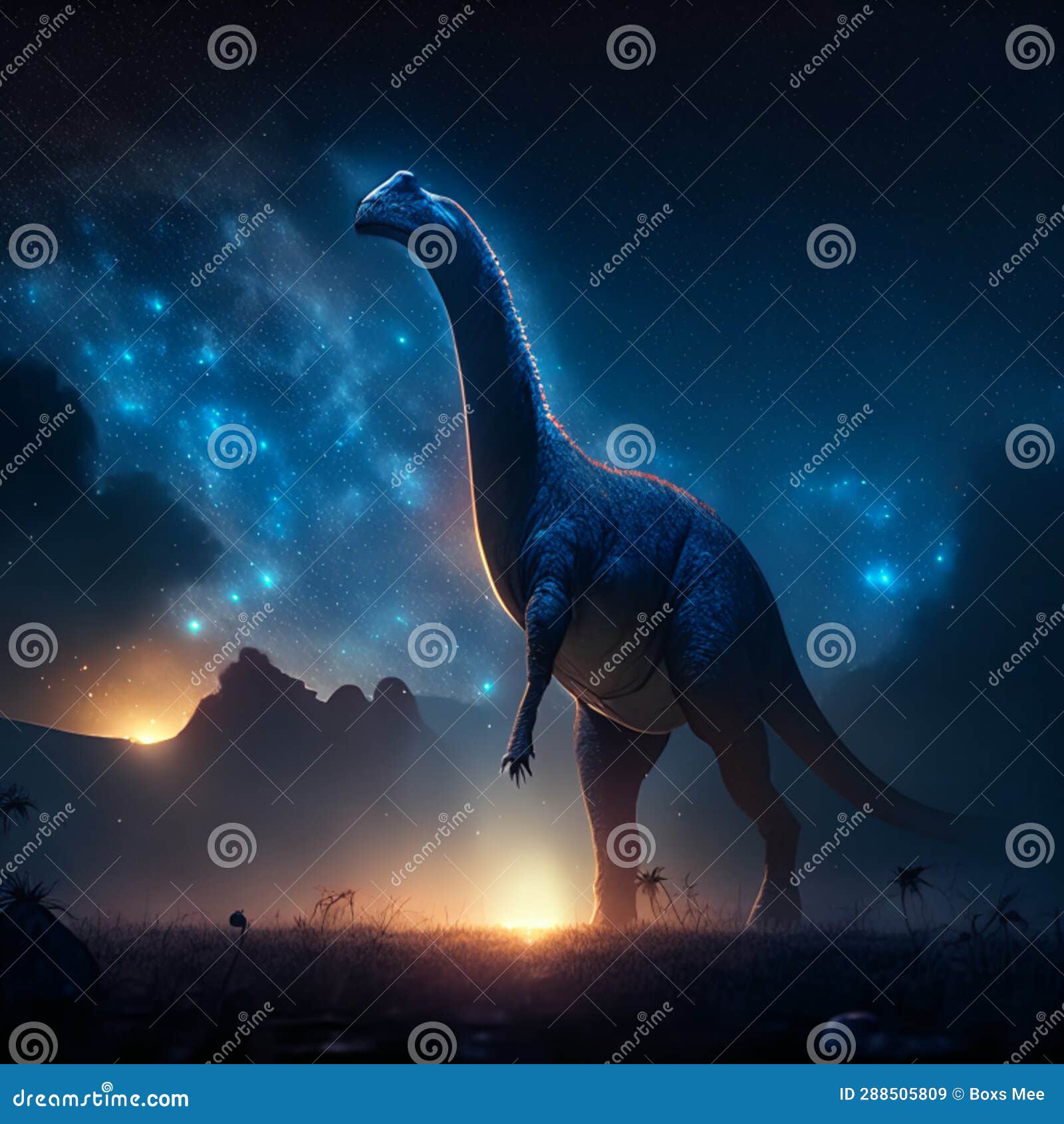 Dinosaur in the Night Sky. 3d Rendering, 3d Illustration Stock ...