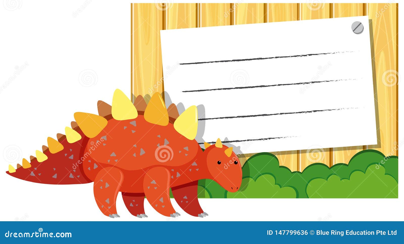 A Dinosaur on Note Template Stock Vector - Illustration of document ...