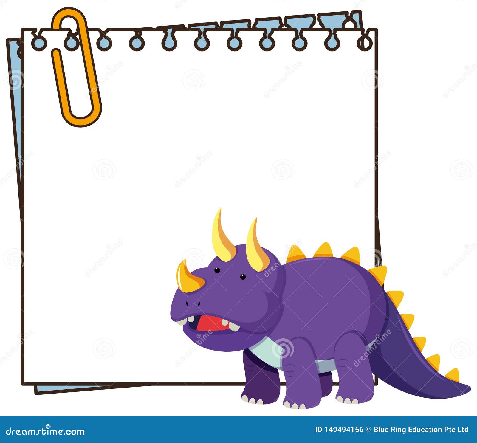 A Dinosaur on Note Template Stock Vector - Illustration of blank ...