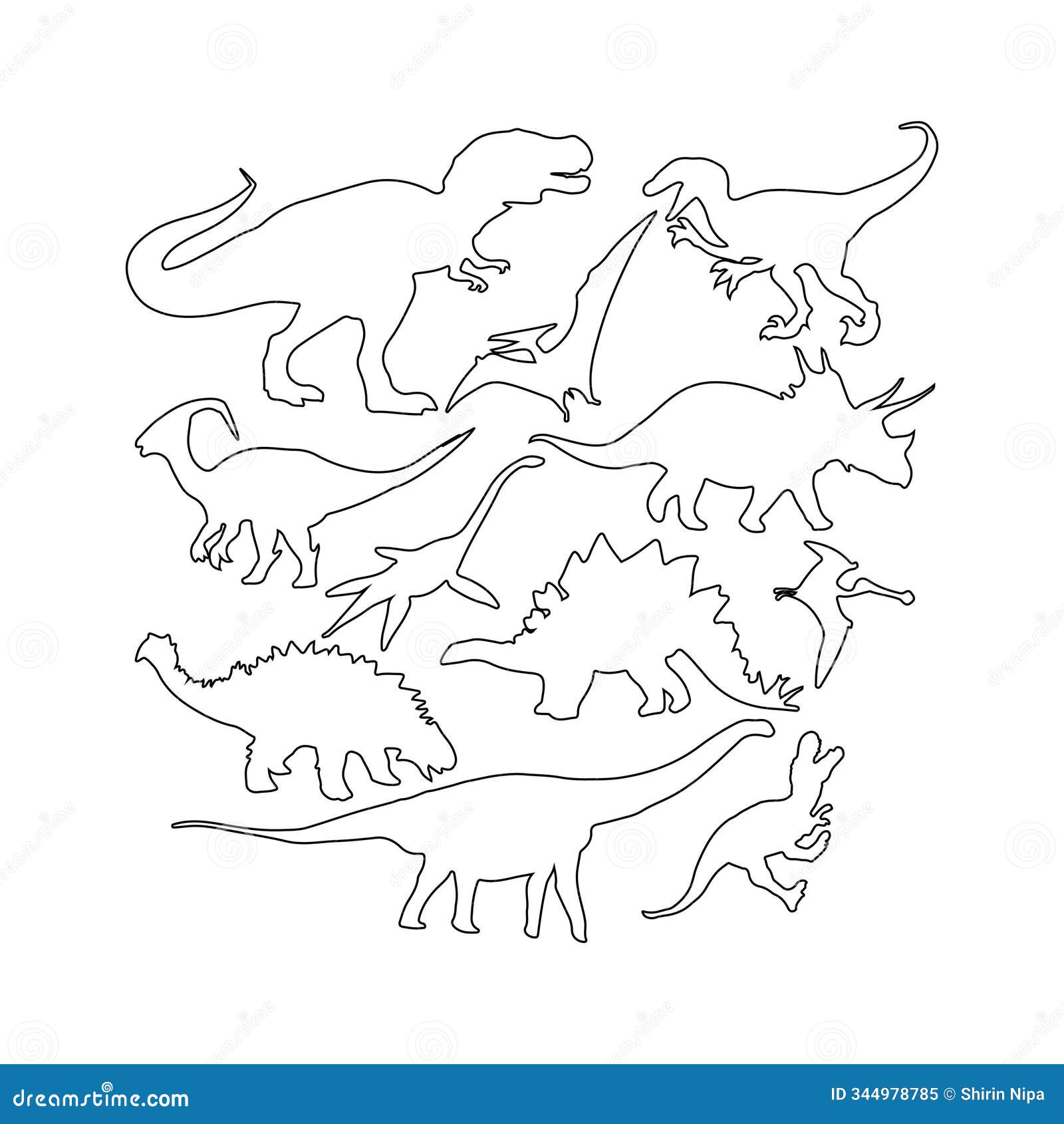 Dinosaur One Line Art Drawing Vector Stock Illustration - Illustration ...